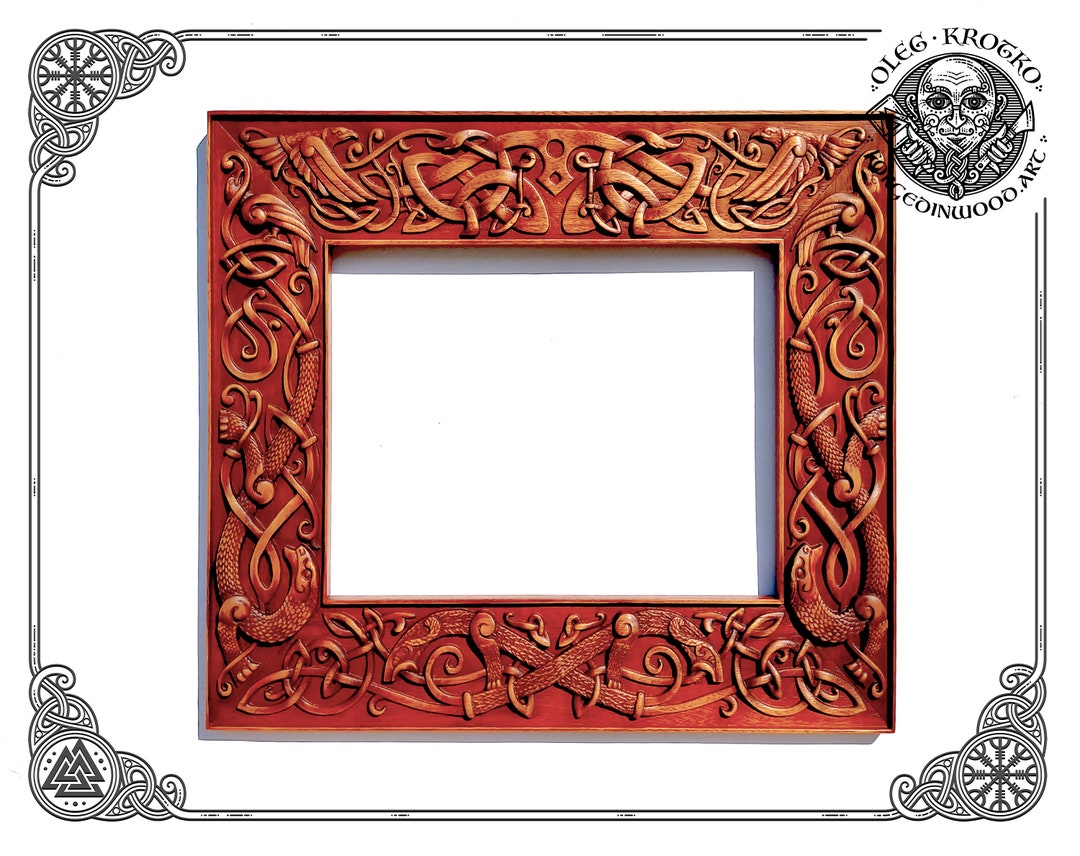 Celtic Viking Wood Carving Frame Norse Knot Work Home Decor Picture ...