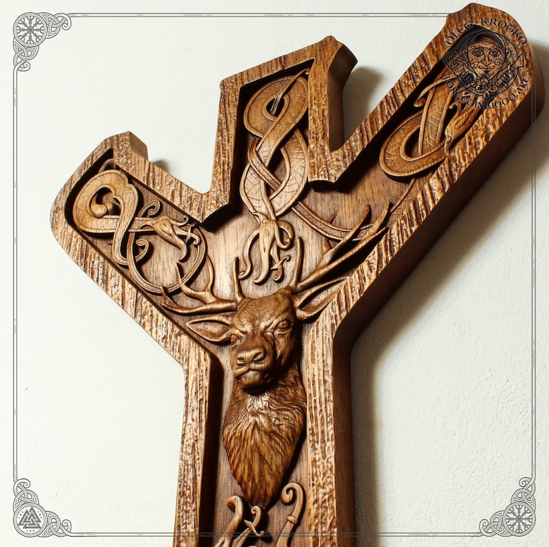 Luxury Carved Algiz Rune With Deer Viking Mythology Celtic - Etsy