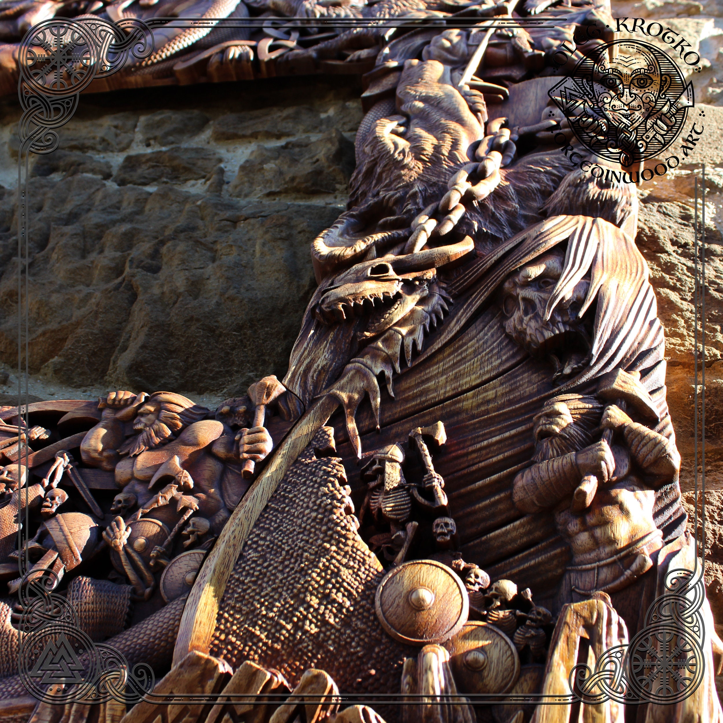 Viking Wood Carving Frame Ragnarok Decor Pagan Wall Hanging - Etsy