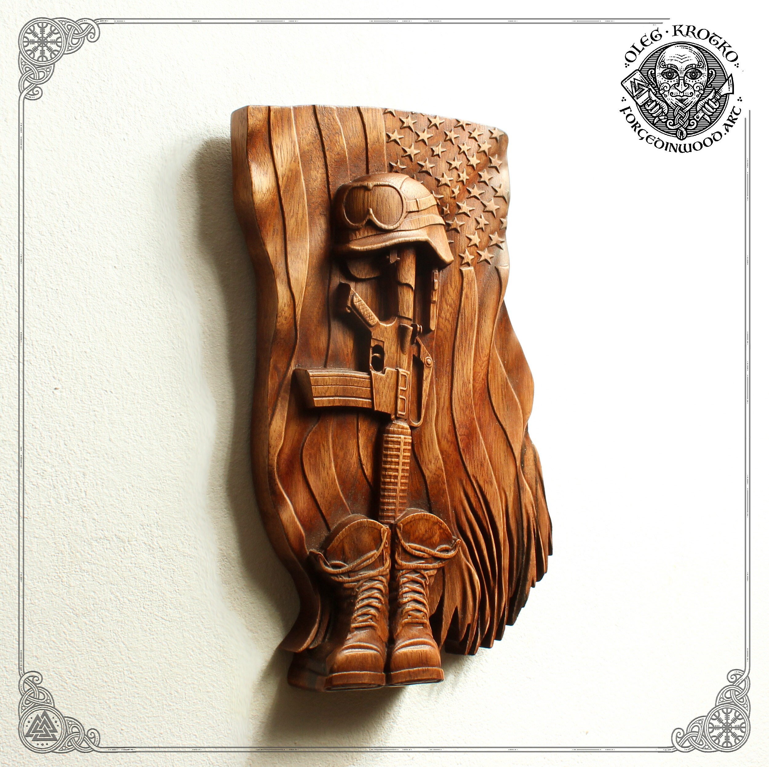 American Fallen Hero Wood Carving - Patriotic Military Wall Art - Etsy