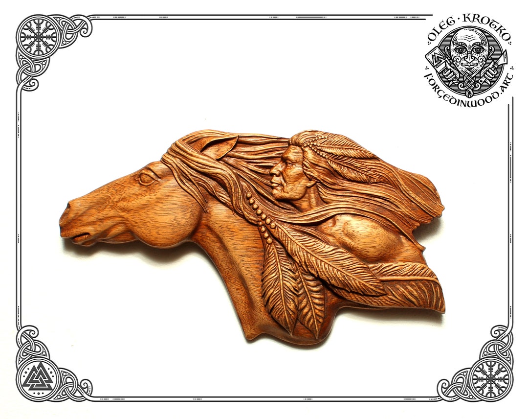 Native American Warrior Portrait , Indian Wood Carving, Plaques Shaman ...