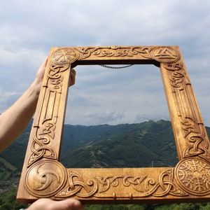 Wood Carving Elegant Frame Viking Odin Home Decor Norse Picture Pagan ...