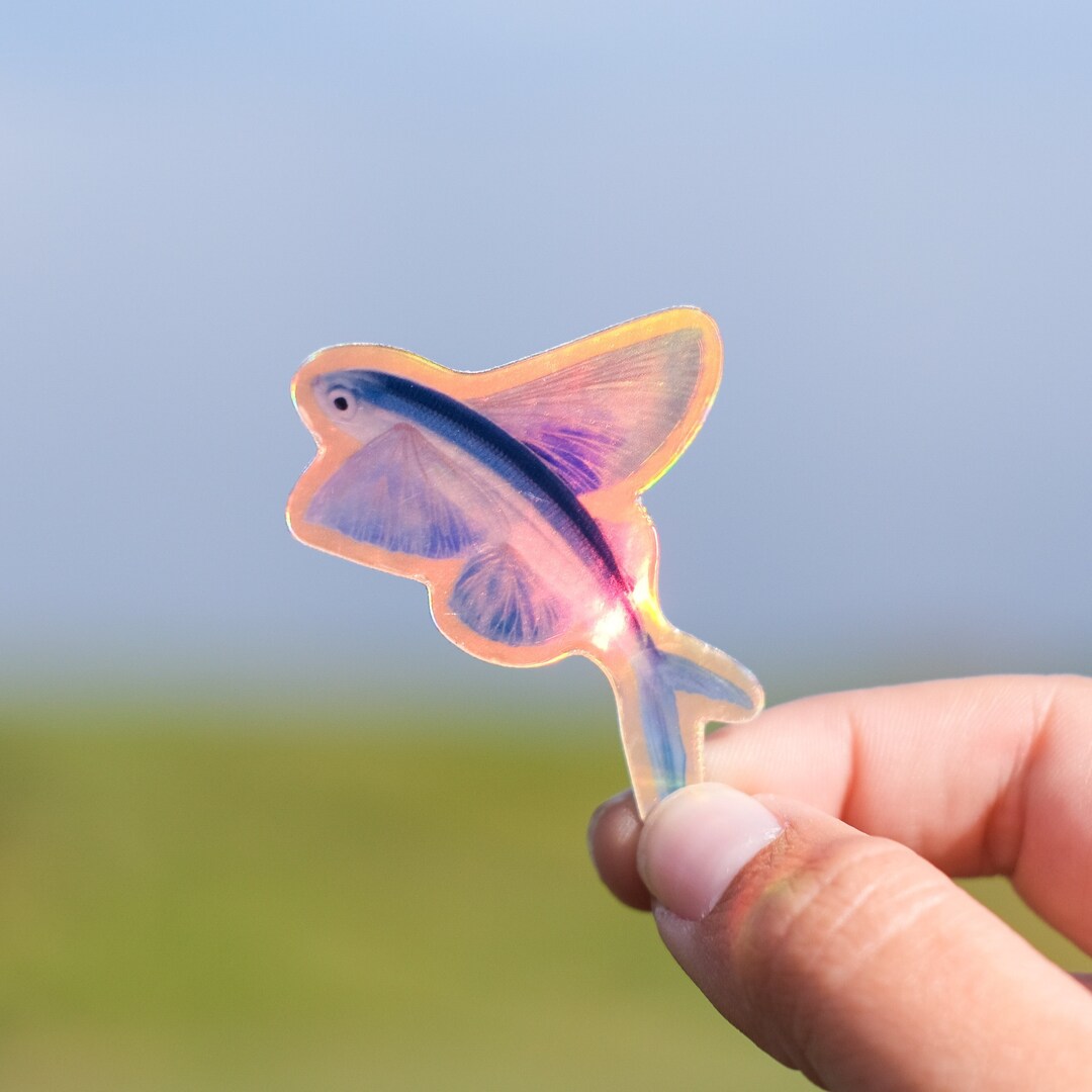 Holographic Flying Fish Sticker - Etsy