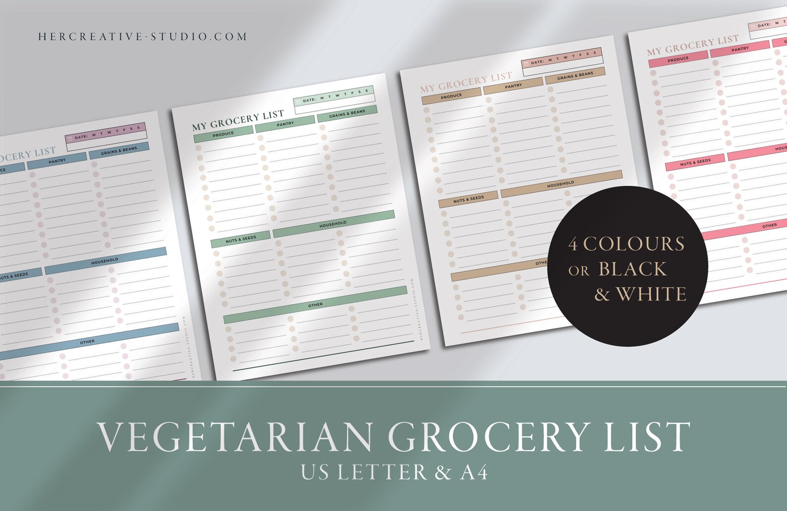 Vegetarian Grocery List Printable: Food Shopping Checklist (digital ...