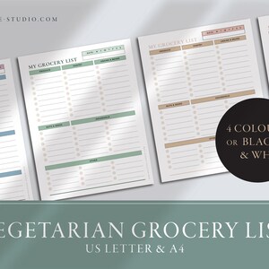 Vegetarian Grocery List Printable: Food Shopping Checklist (digital ...
