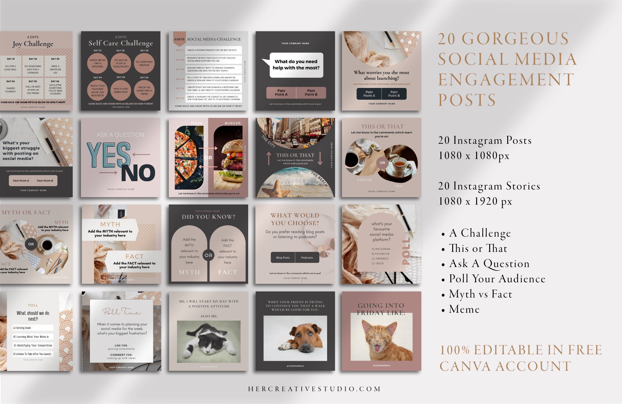 Social Media Engagement Templates | Canva Templates | Instagram Post ...