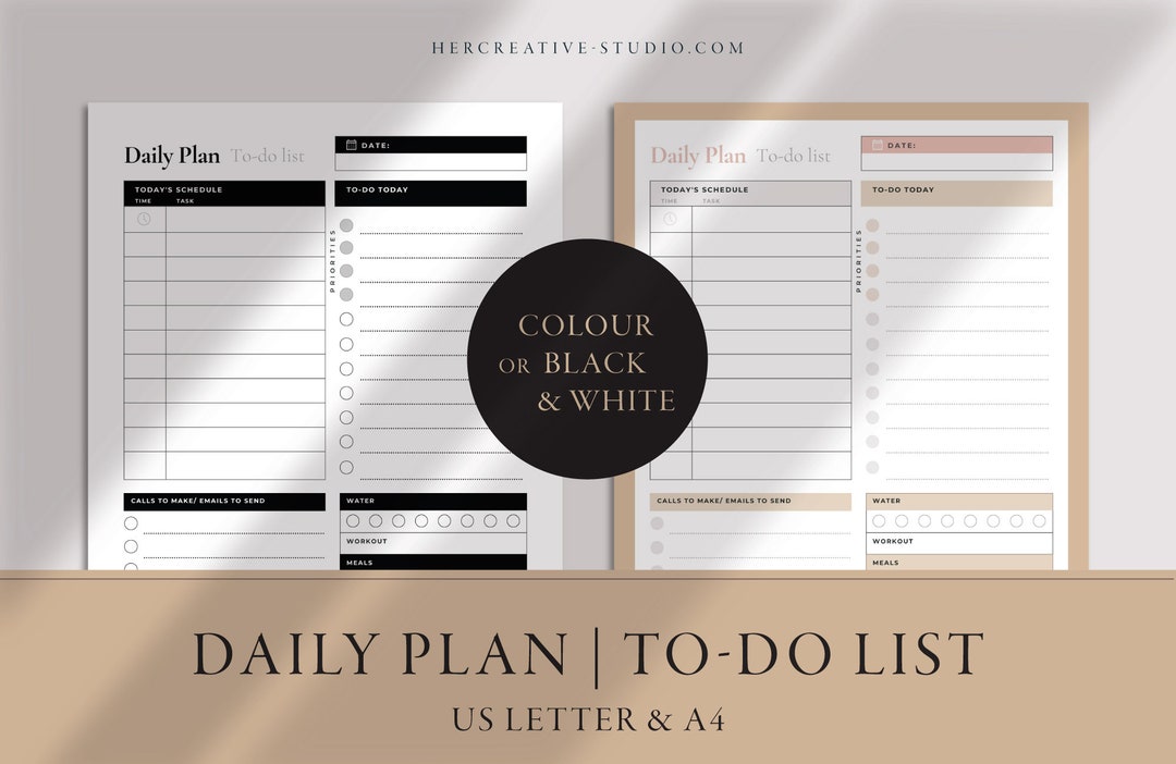 Daily To-do List Printable: Work & Personal Planner (PDF) - Etsy