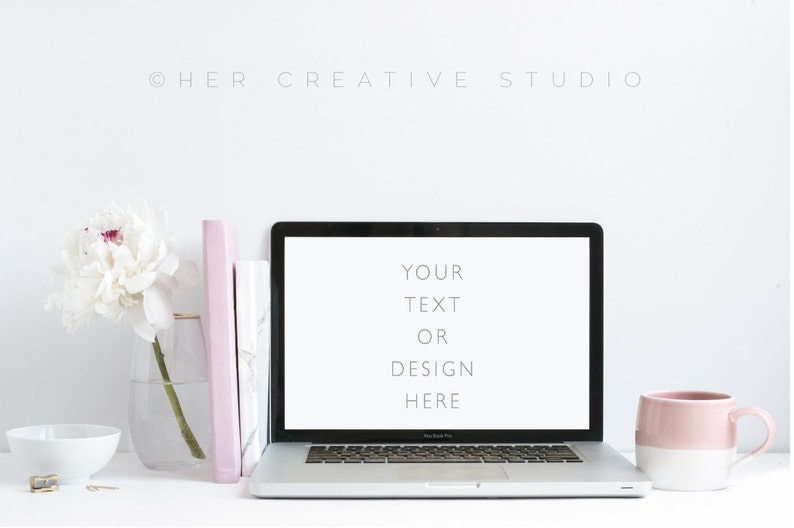 Styled Stock Photography. Pink and White Feminine Desk Accessories ...