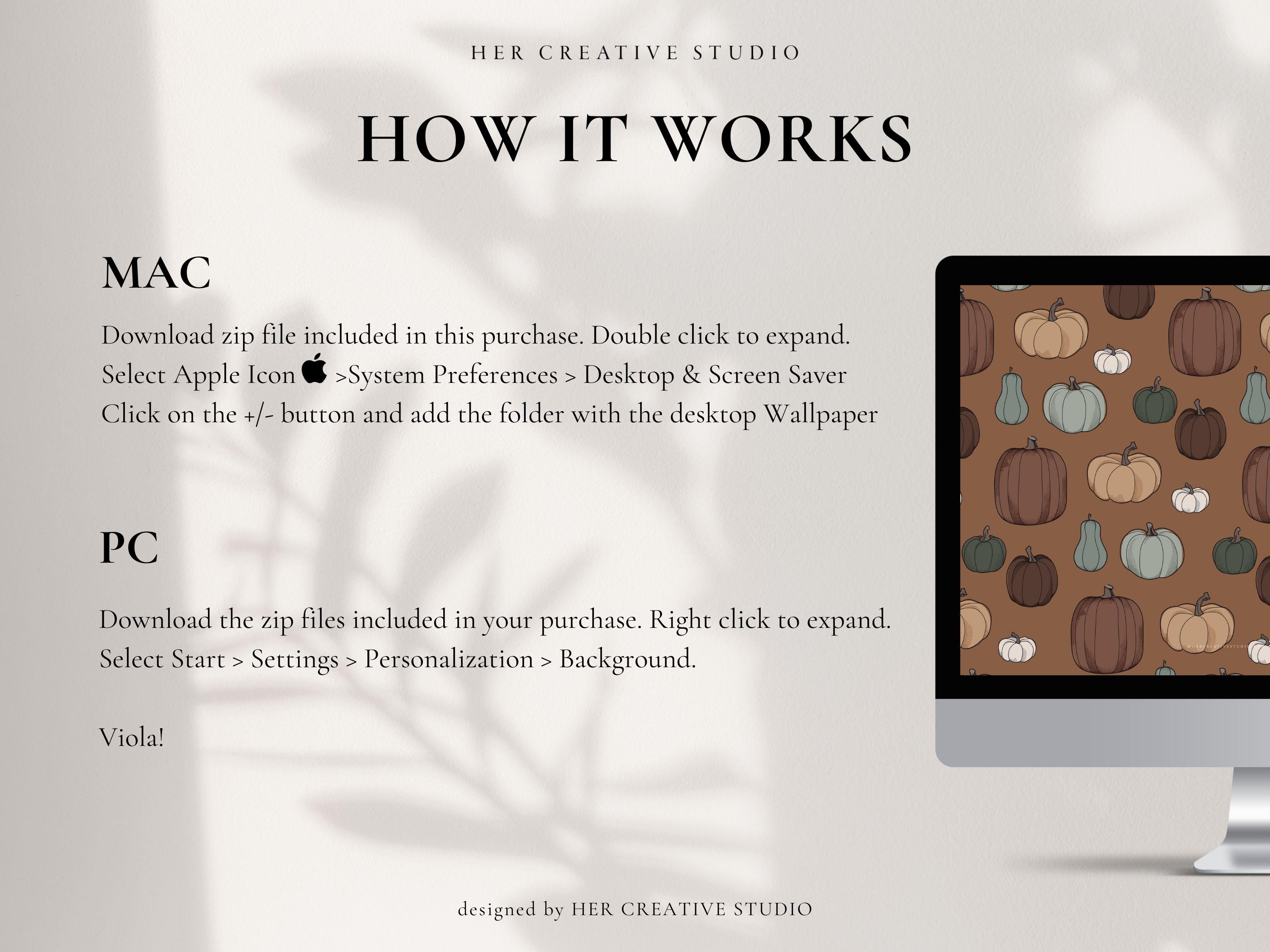 Fall Pumpkin Desktop Wallpaper Set: Neutral Autumn Theme (digital ...