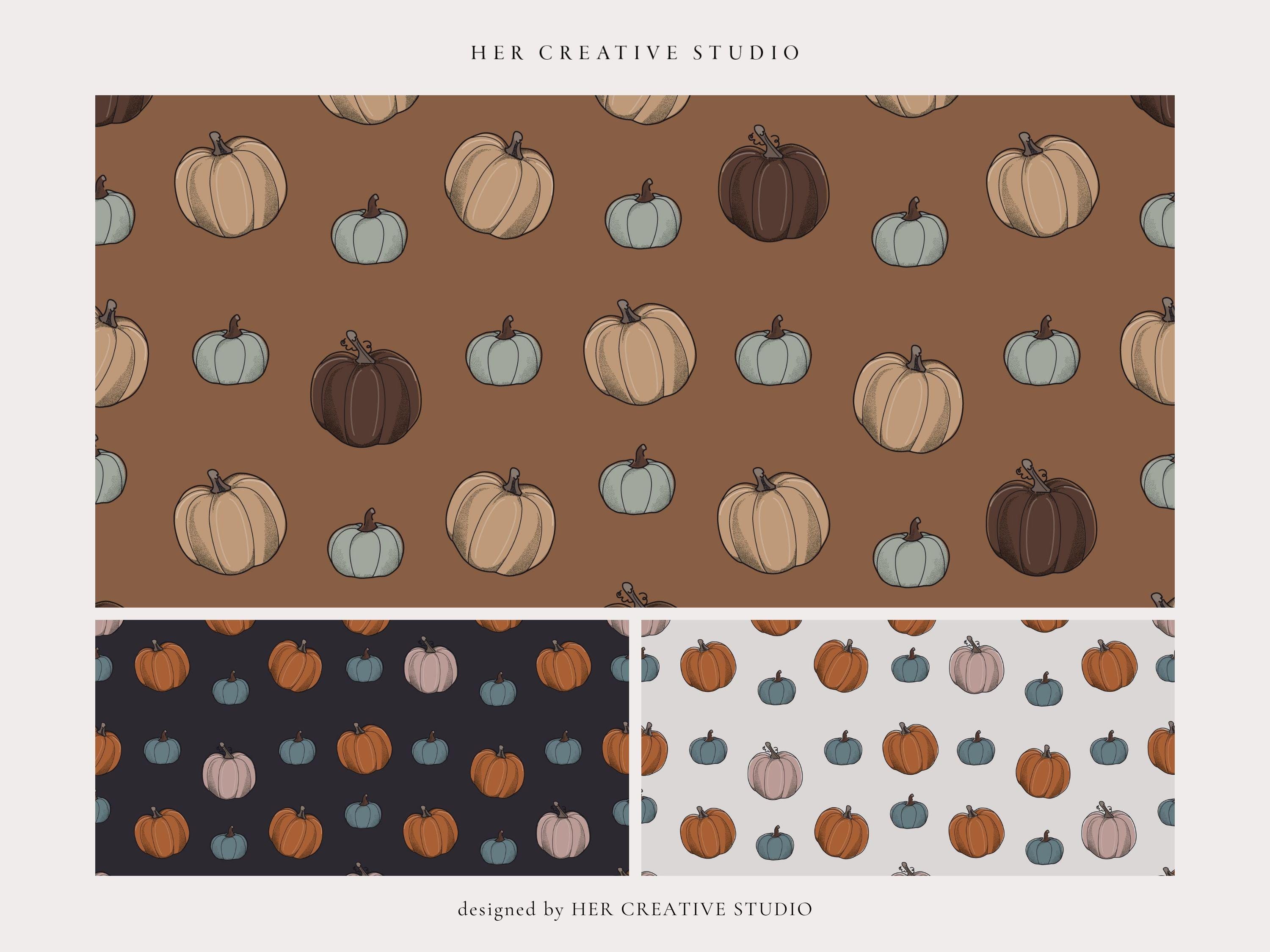 Fall Pumpkin Desktop Wallpaper Set: Neutral Autumn Theme (digital ...