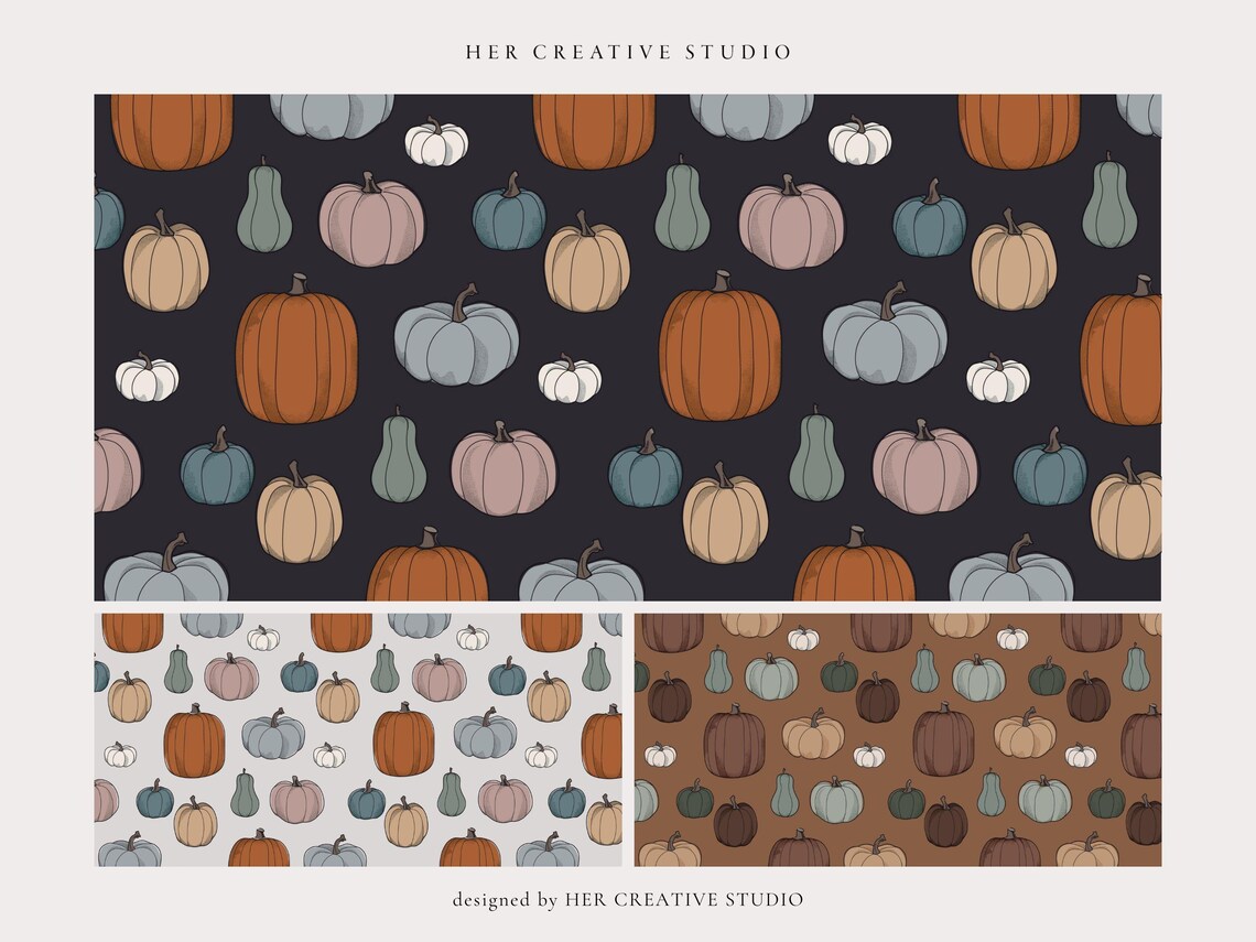 Fall Pumpkin Desktop Wallpaper Set: Neutral Autumn Theme (digital ...