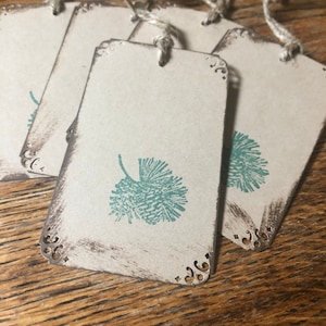 Handstamped Pine Cone Kraft Gift Tags, Set of 5 - Etsy