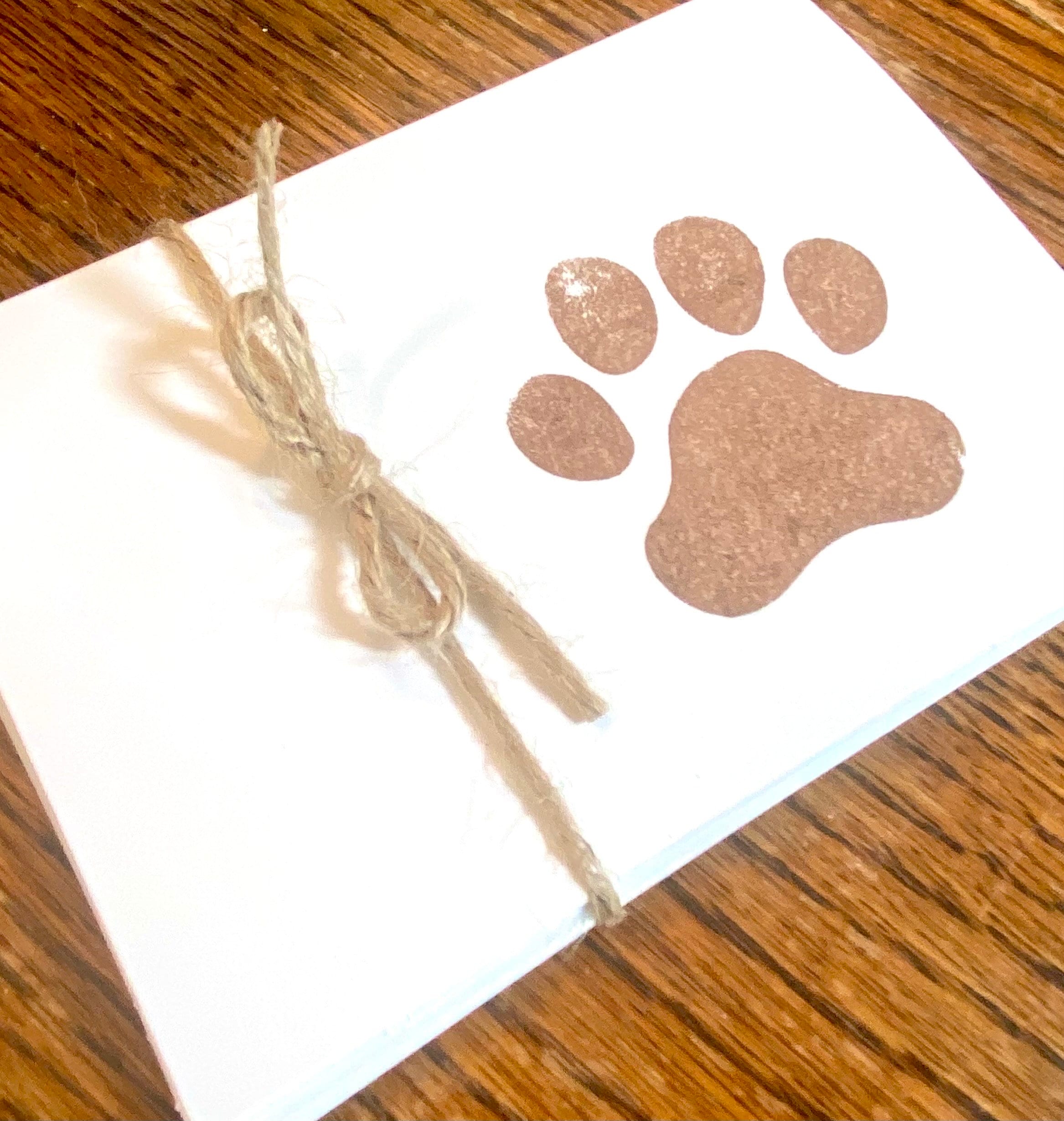 Dog Paw Print Blank Cards, Set of 5, Folded, Includes Envelopes, Hand ...