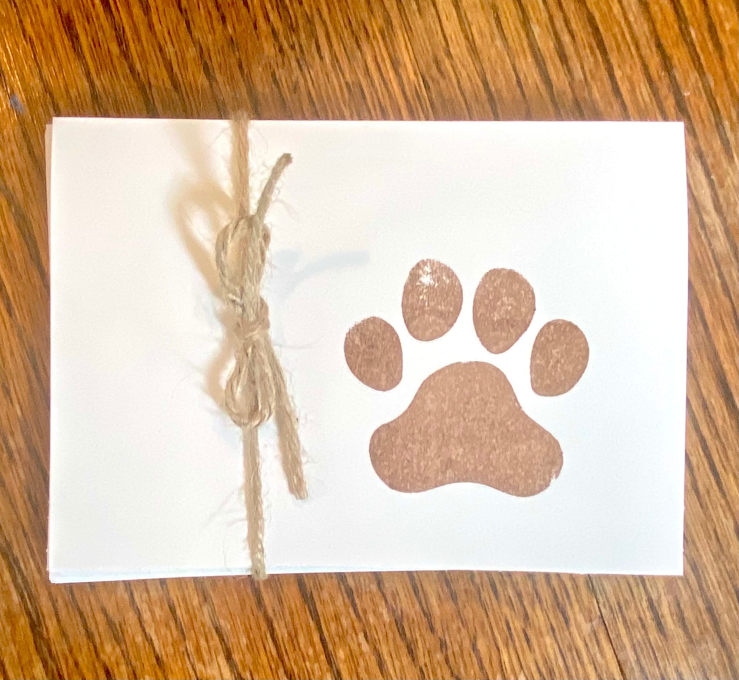 Dog Paw Print Blank Cards, Set of 5, Folded, Includes Envelopes, Hand ...