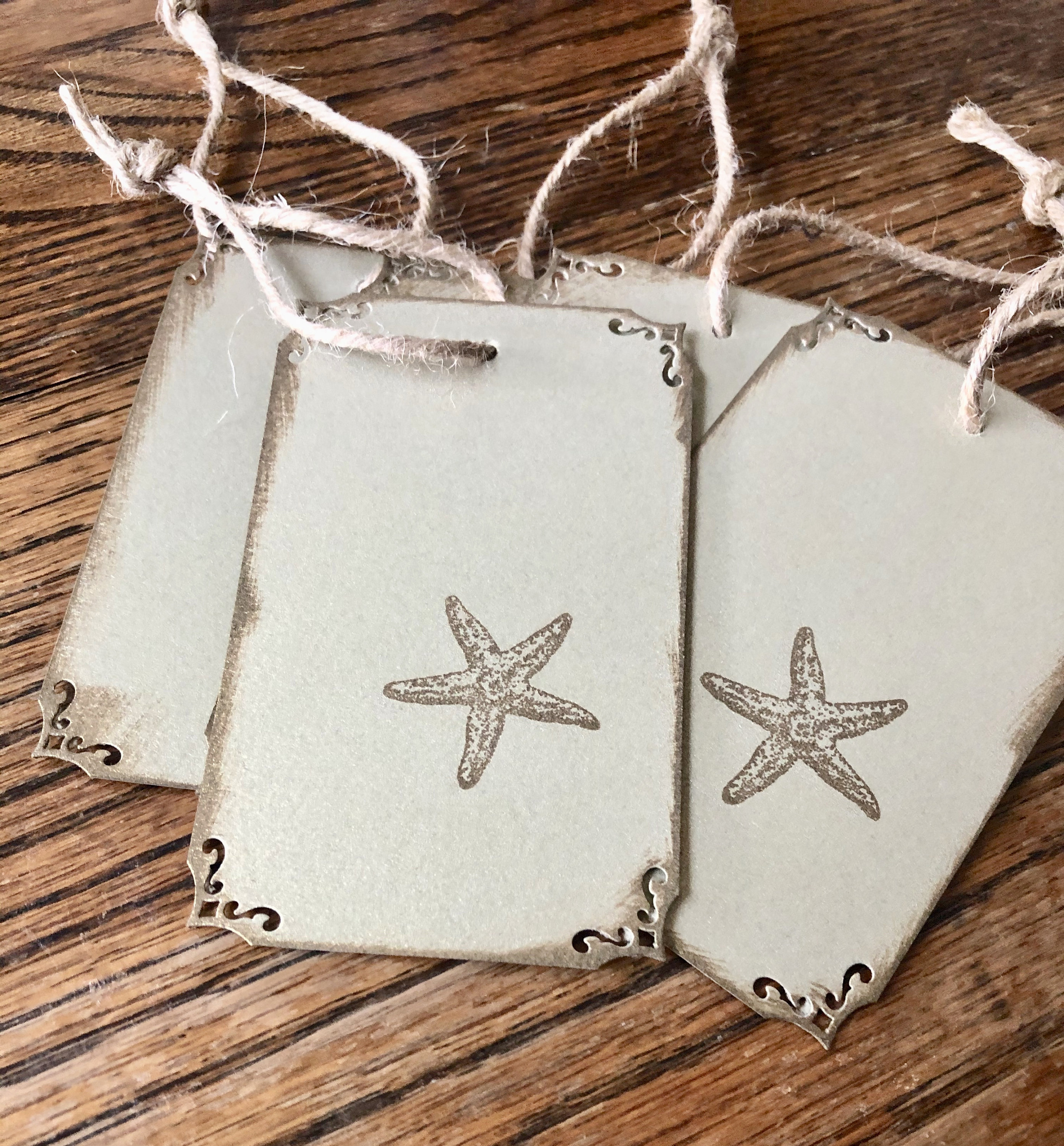 Starfish Set of 5 Stamped Gift Tags With Twine Loop, Perfect for Wine ...