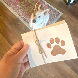 Dog Paw Print Blank Cards, Set of 5, Folded, Includes Envelopes, Hand ...
