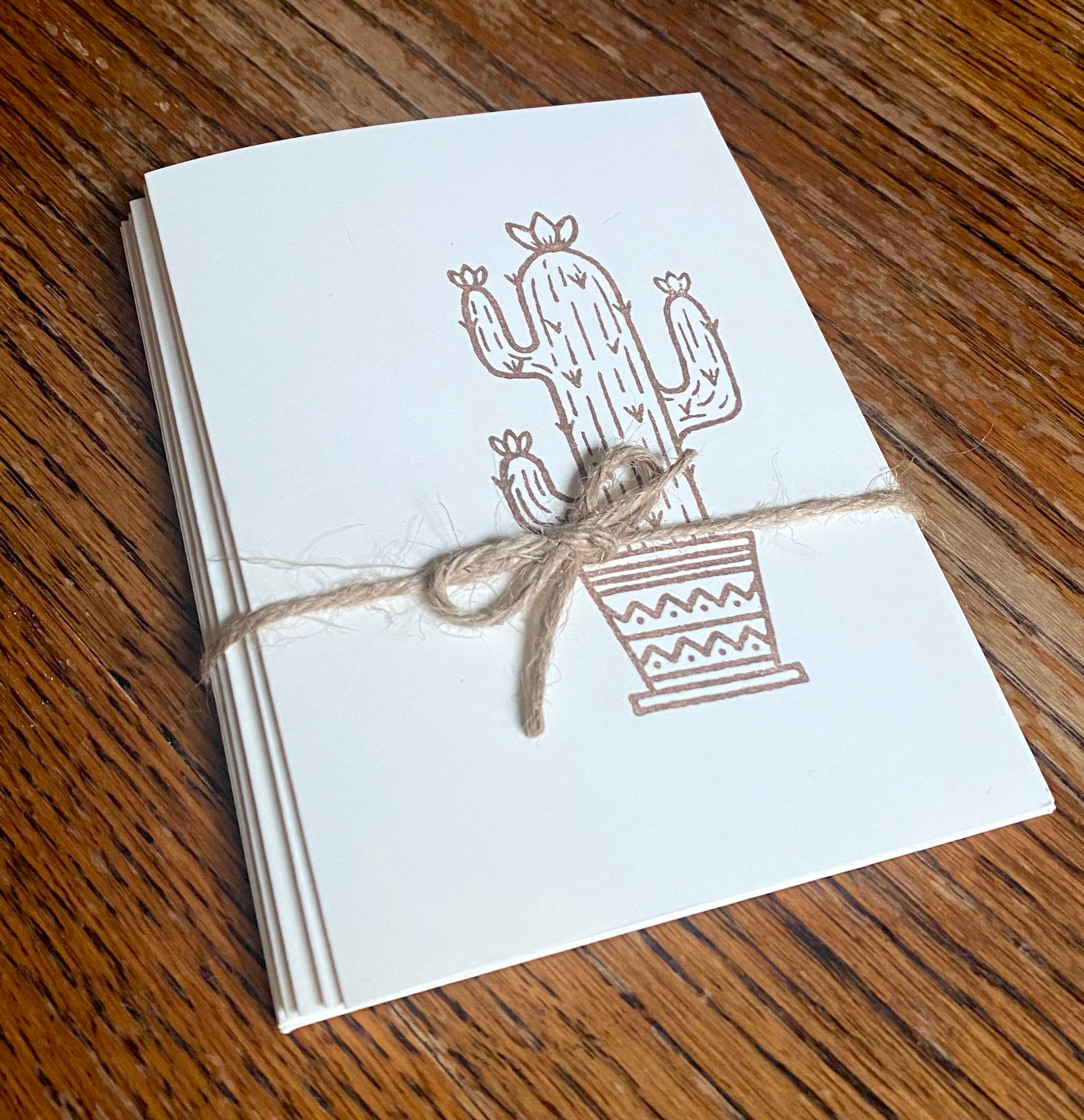 Potted Cactus Blank Cards, Set of 5, Folded, Includes Envelopes, Hand ...