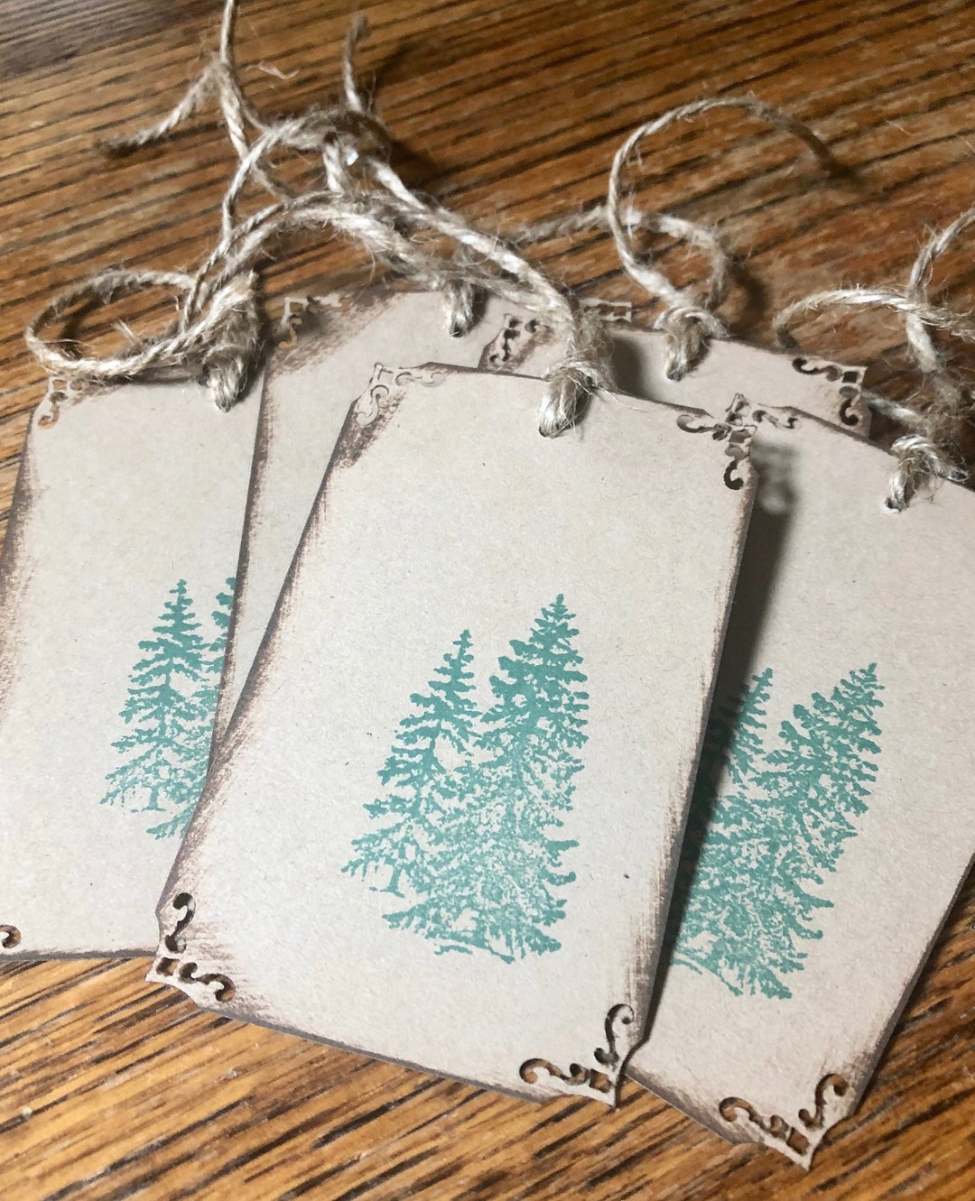 Handstamped Pine Tree Gift Tags, Kraft Paper Tags, Set of 5 - Etsy