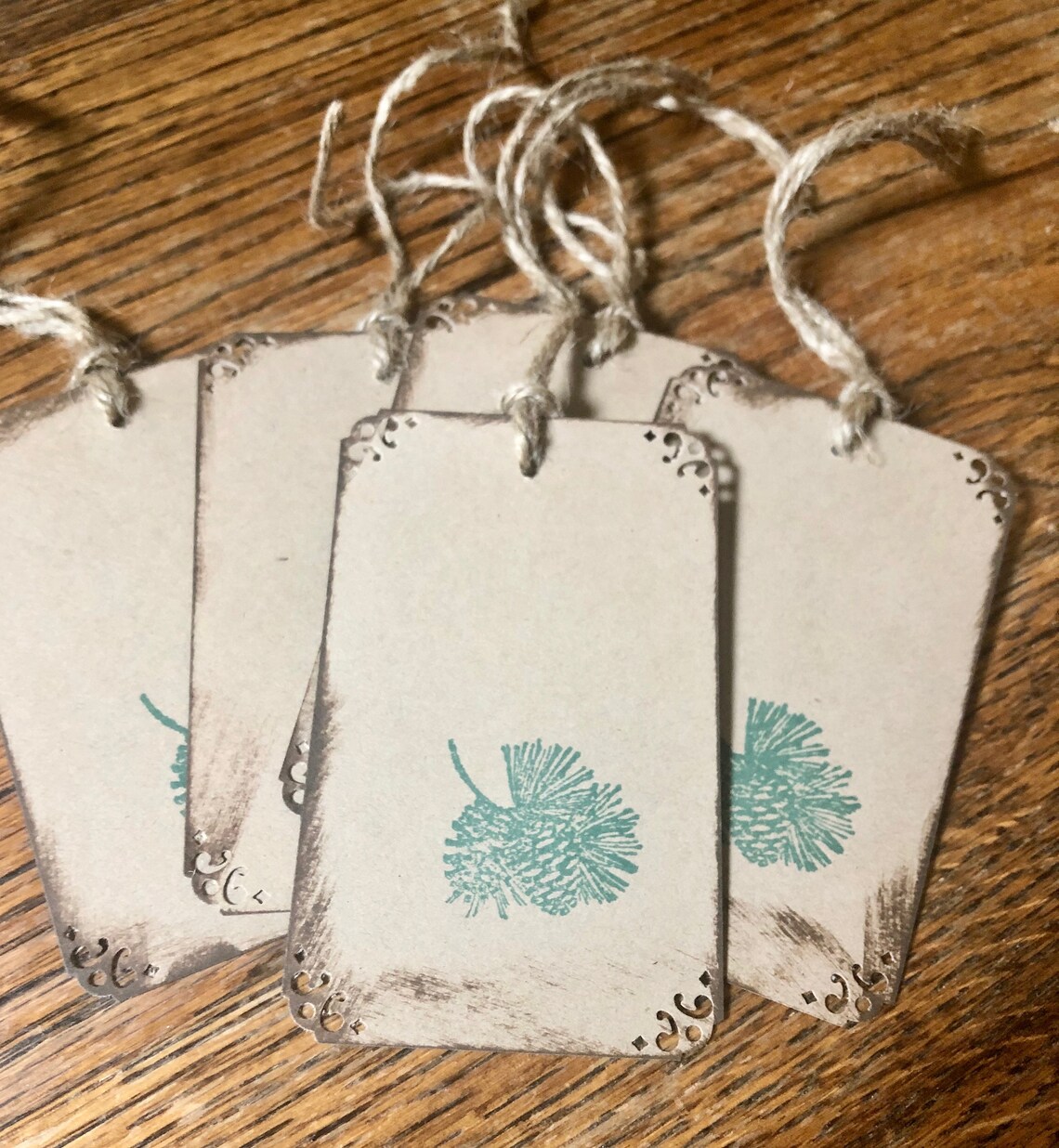 Handstamped Pine Cone Kraft Gift Tags, Set of 5 - Etsy