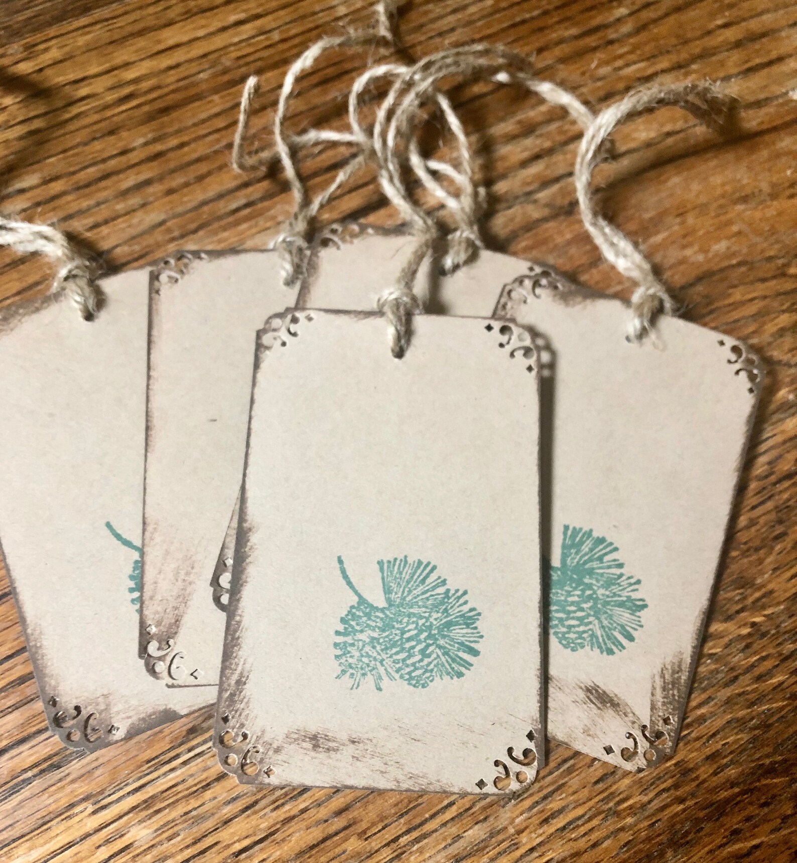 Handstamped Pine Cone Kraft Gift Tags, Set of 5 - Etsy