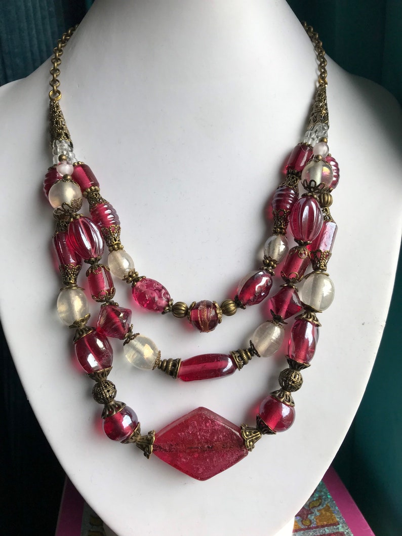 Roze Victoriaanse Ketting Met Bronzen Details - Etsy