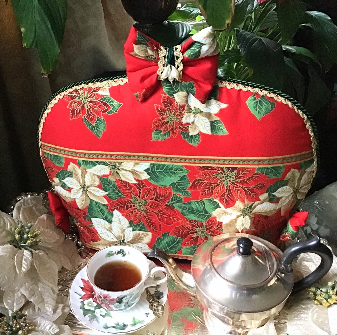 Red Poinsettia Christmas Tea Cosy Tea Cozy, Rode Kersttheemuts Met ...