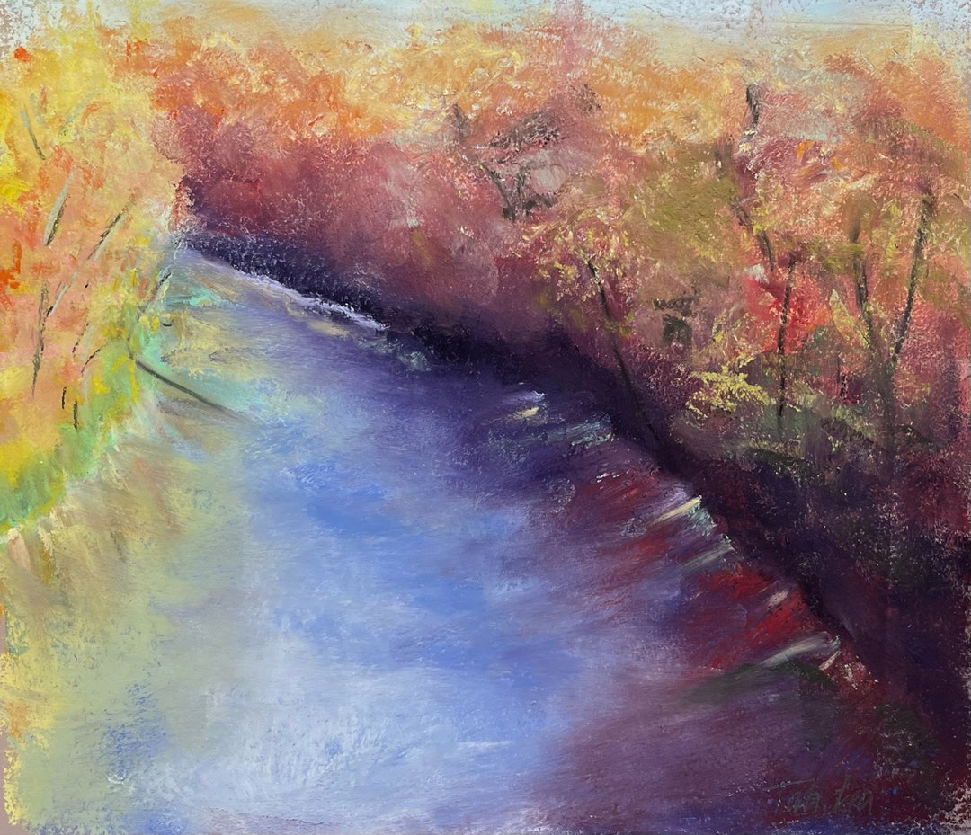 Original Midwest Fall Foliage Landscape Pastel Drawing - Etsy
