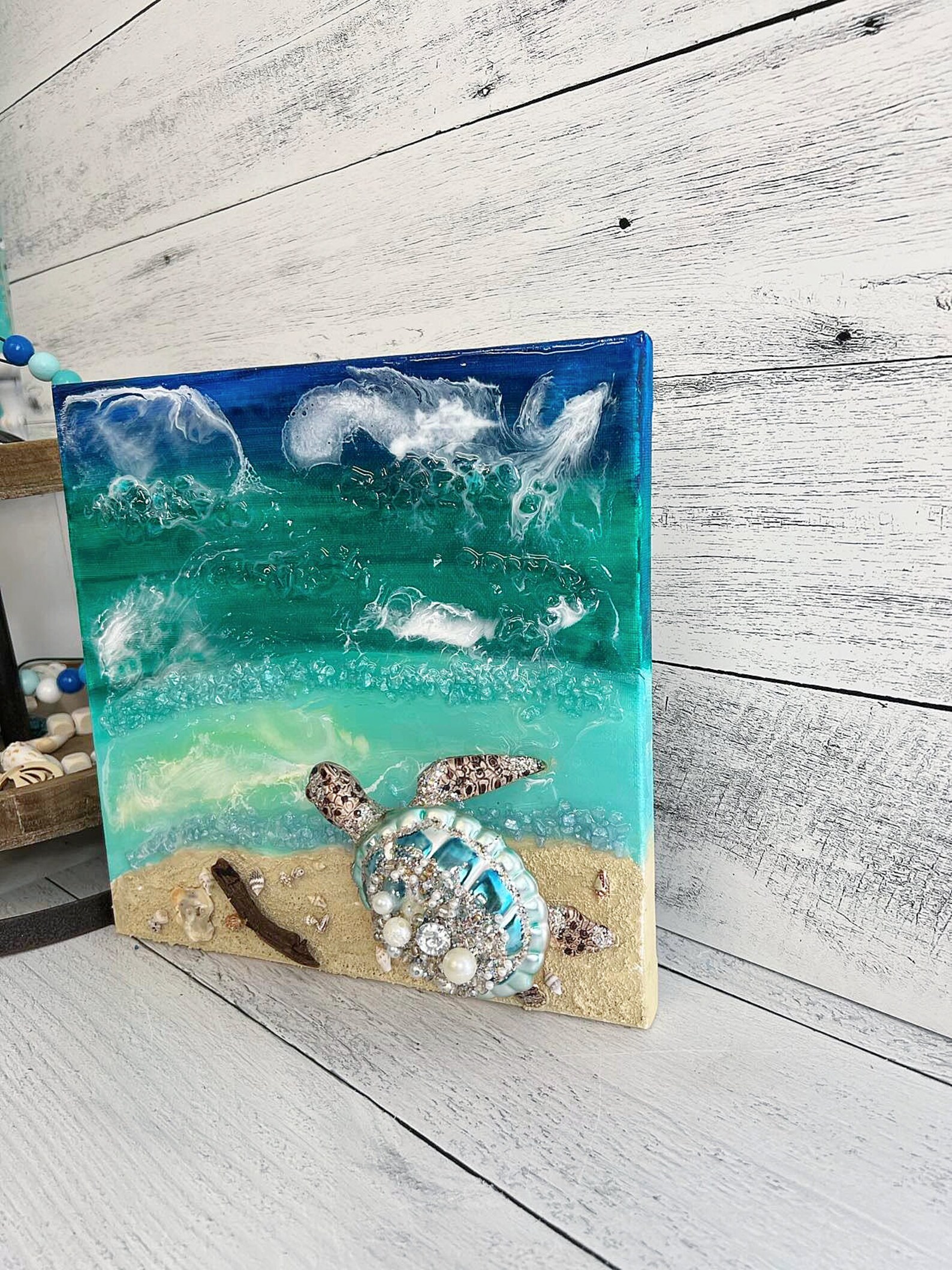 Jeweled Turtle Coastal Canvas Wall Art Picture Beach Home - Etsy
