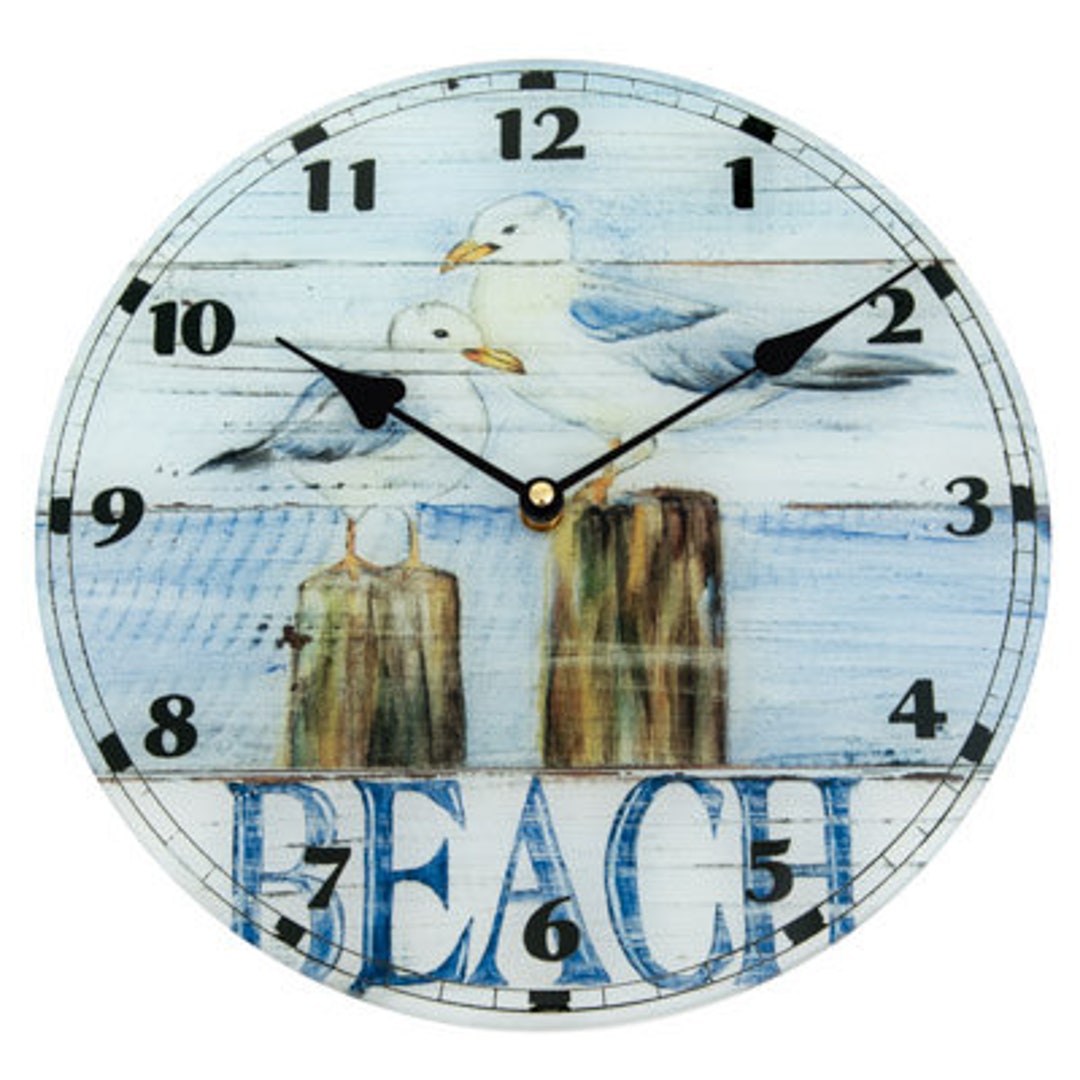 Seagull Beach Wall Clock, Coastal Kitchen Coastal Home, Beach Wall ...