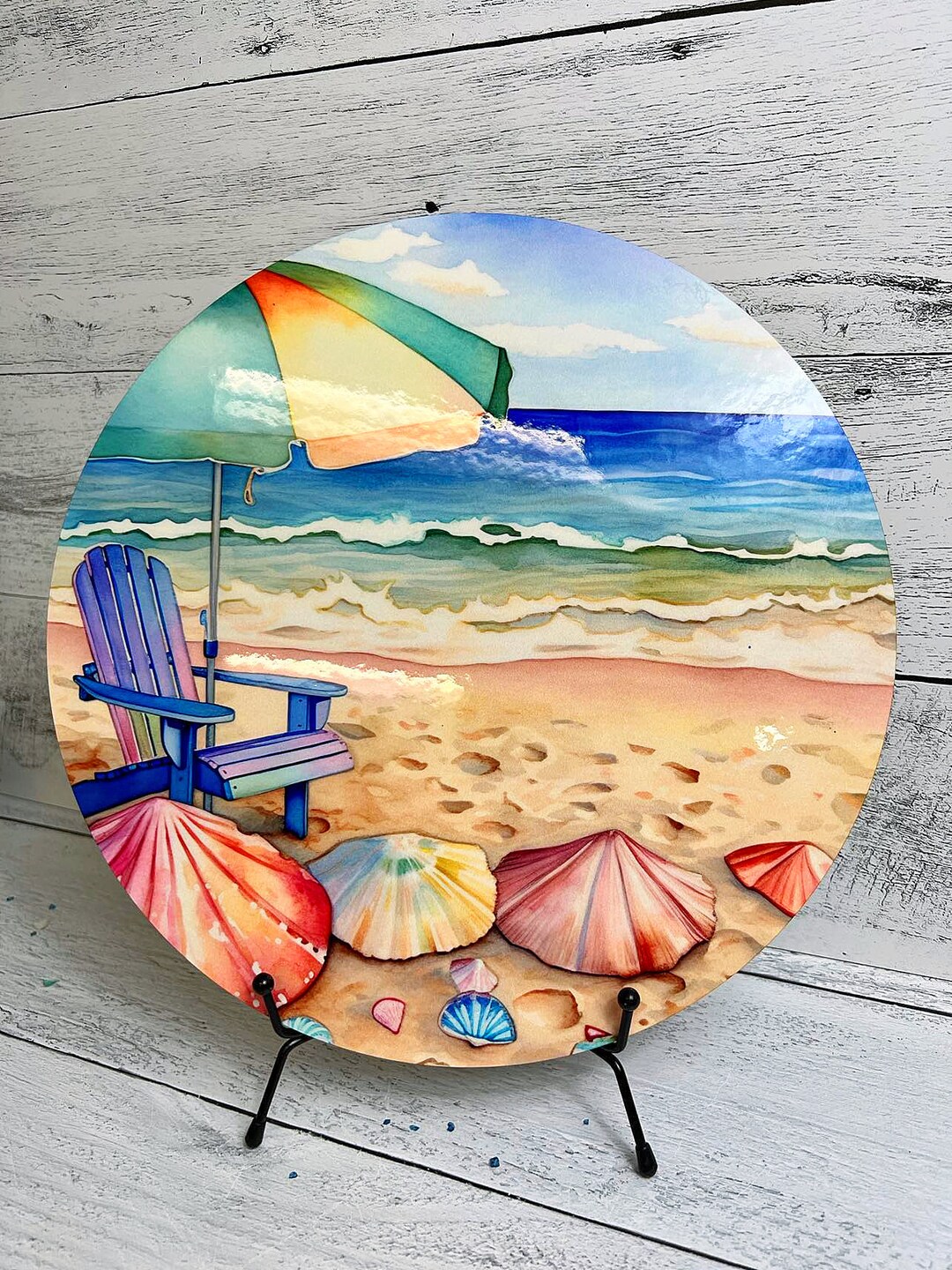 Umbrella and Seashell Beach Scene Table Hot Mat, Beach Kitchen Table ...