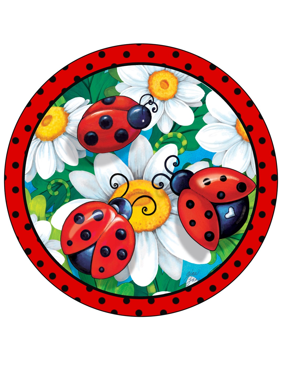 Lady Bug Sign, Everyday Buffalo Plaid Wreath Attachment, Summer Sign ...