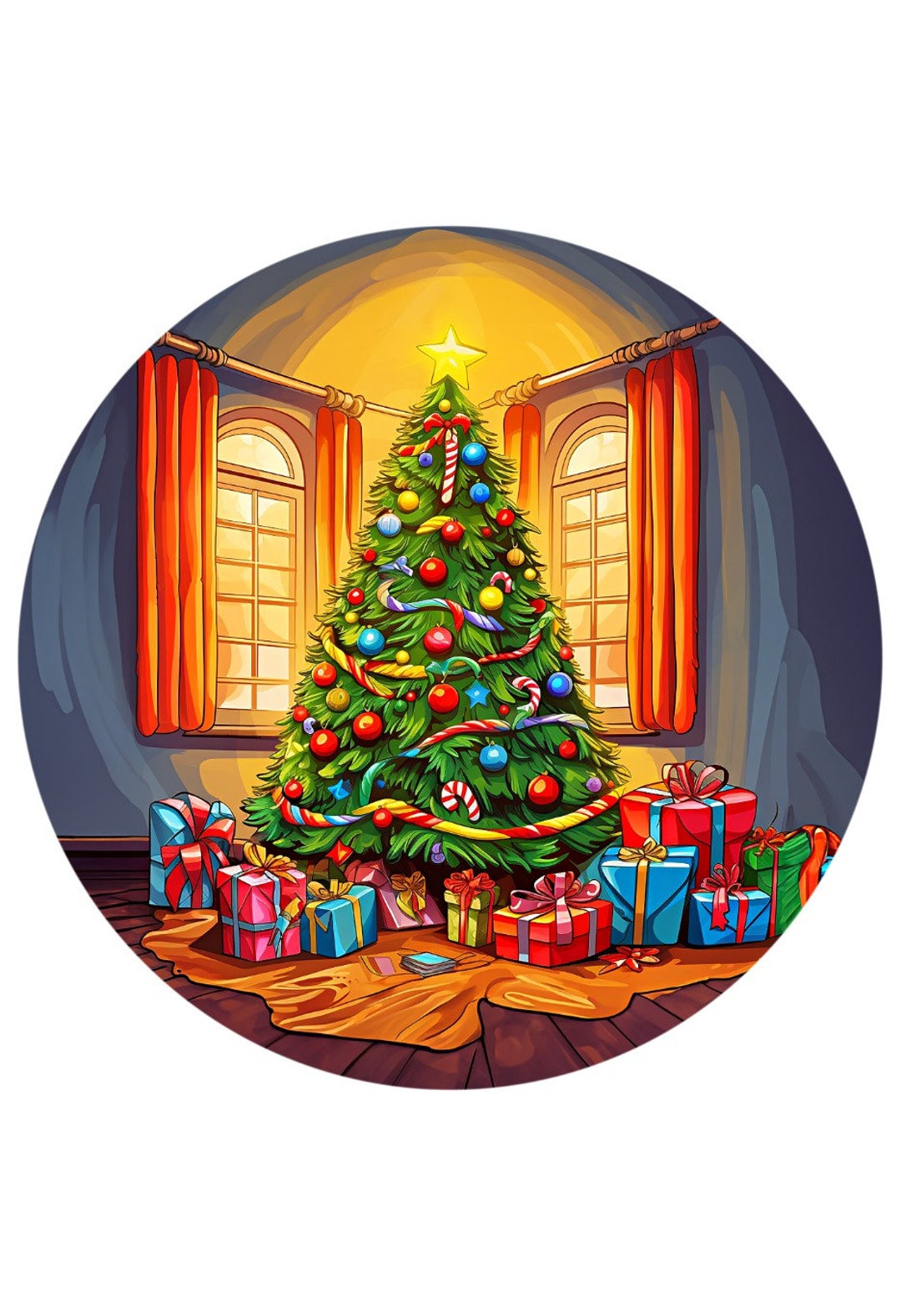 Christmas Morning Christmas Tree With Presents Sign, Winter Metal ...