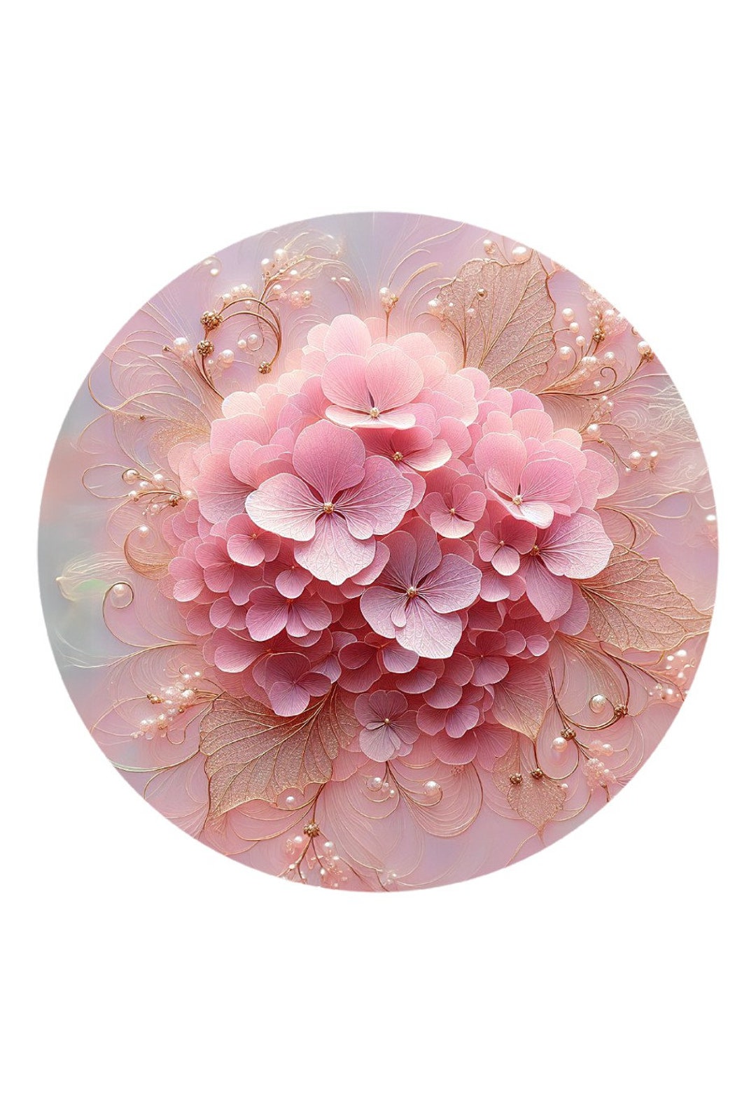 Elegant Pink Hydrangea Sign, Floral Metal Wreath Sign, Nature Sign ...