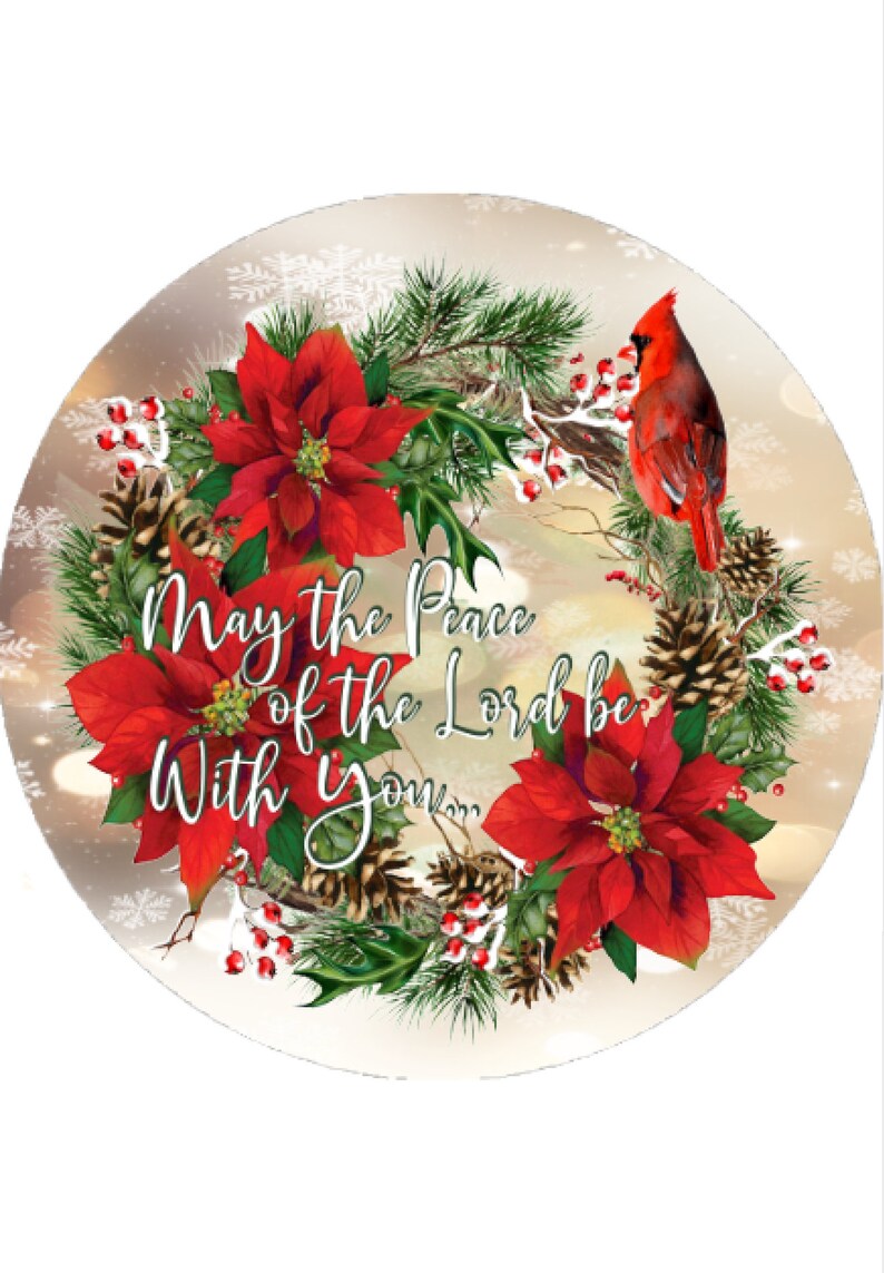 Cardinal Poinsettia Christmas Sign Wreath Attachment Winter - Etsy