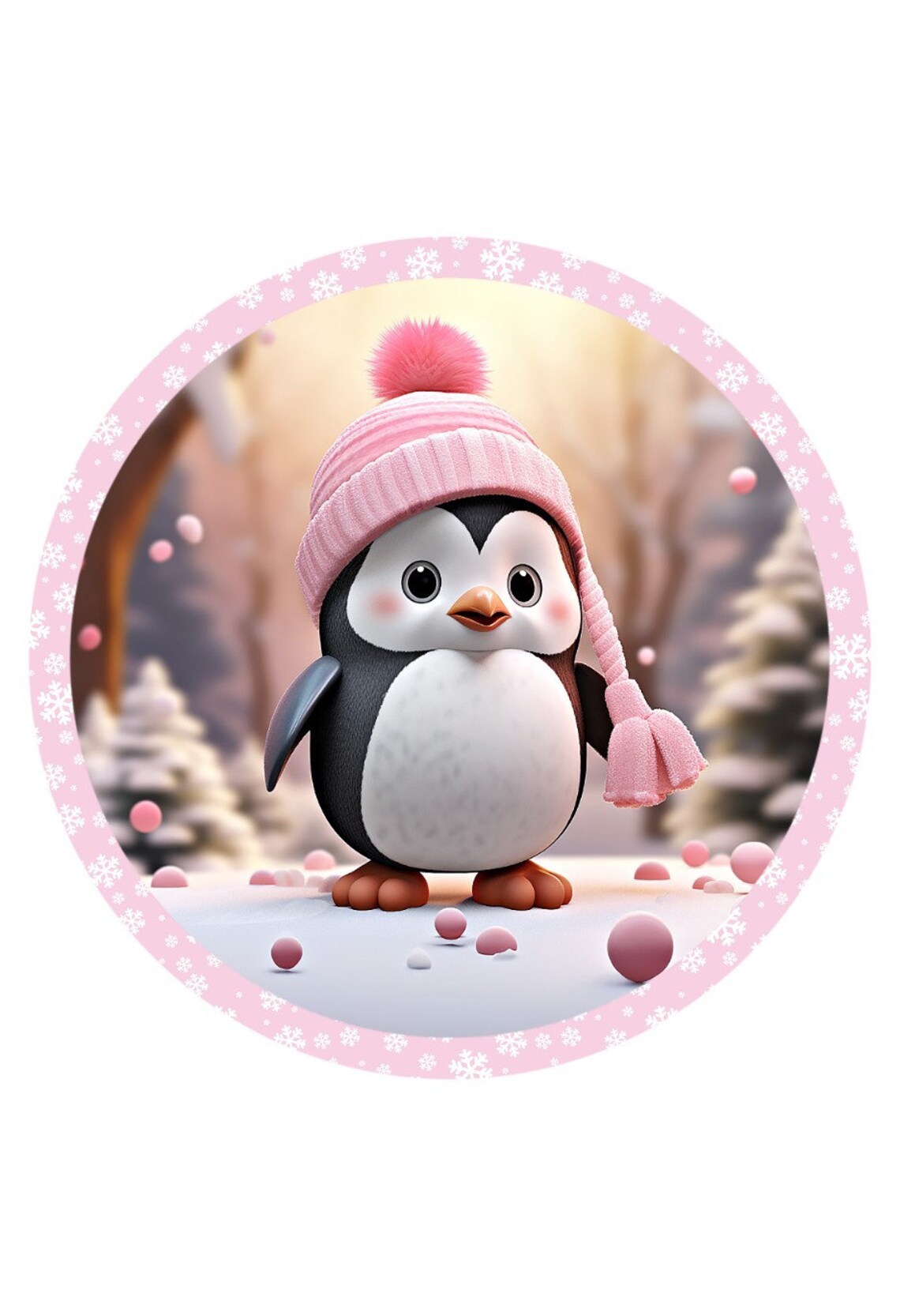 Penguin Christmas Sign, Pink Winter Metal Wreath Attachment, Winter ...