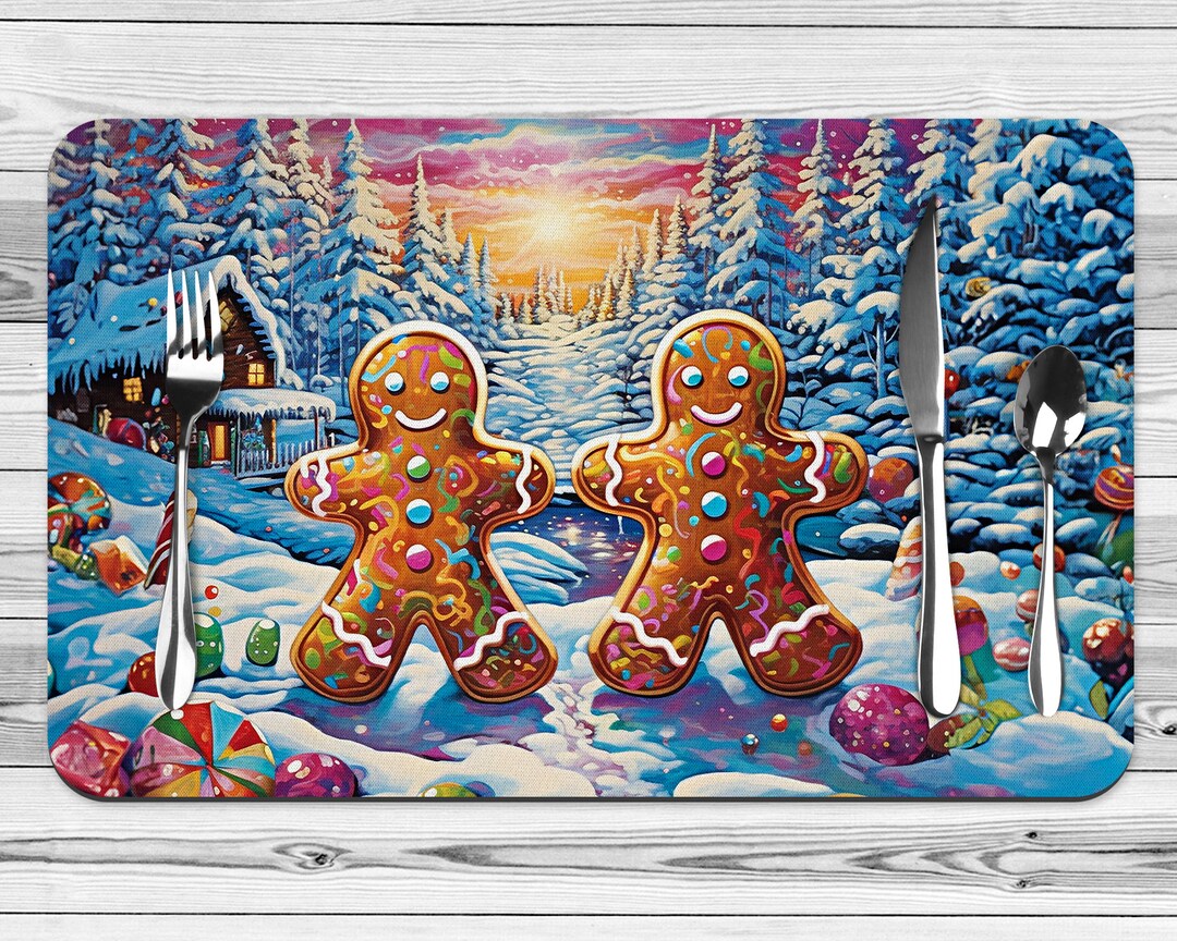 Gingerbread Placemats, Christmas Holiday Table Decor, Christmas Table ...
