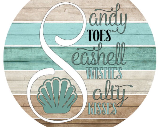 Sandy Toes Beach Sign, Coastal Home Decoration, Wreath Supplies, Metal ...
