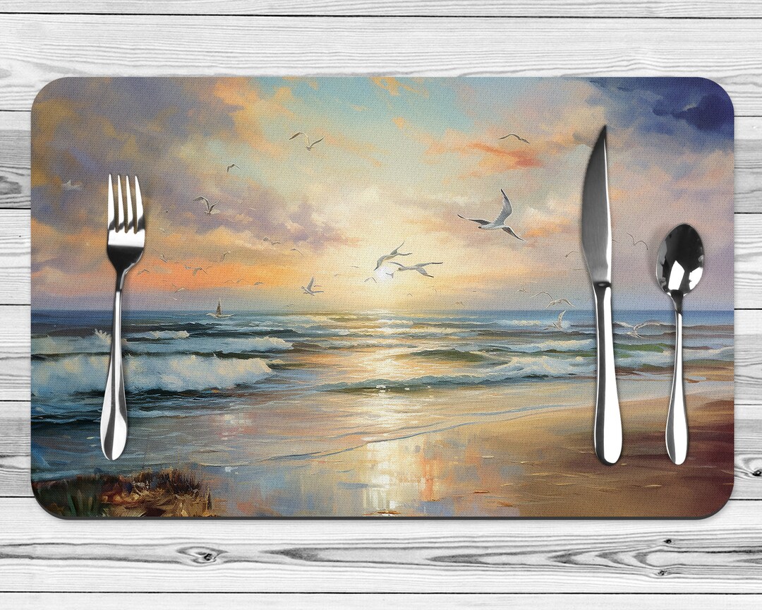 Birds on the Beach Placemats, Sunset at the 12beach Table Decor ...