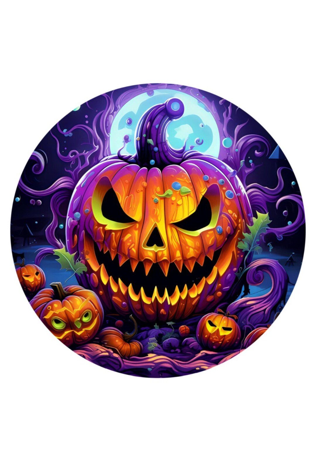 Halloween Spooky Pumpkin Sign, Faux Stained-glass Wreath Attachment ...