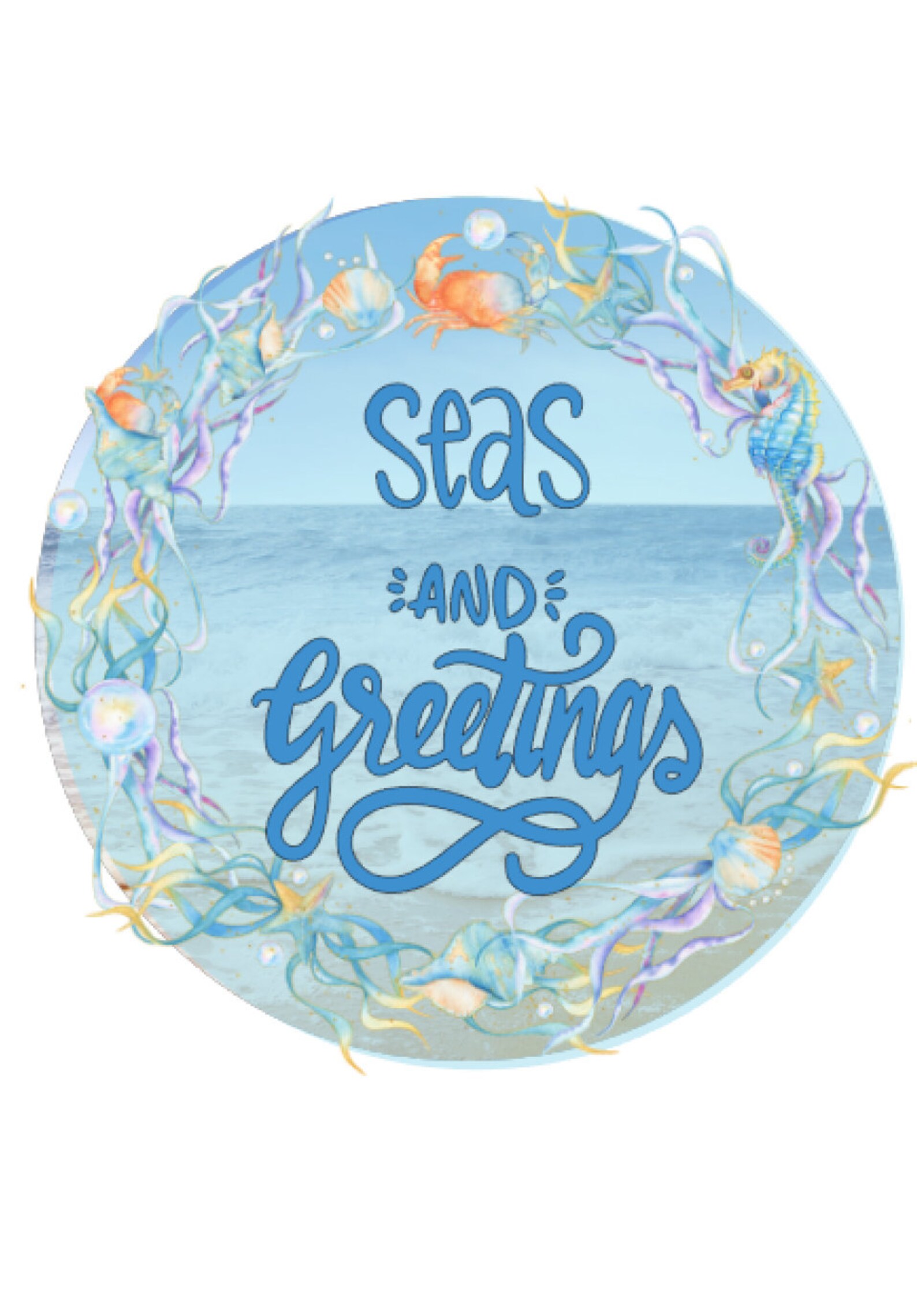 Seas and Greetings Sign Wreath Attachment Beach Christmas | Etsy