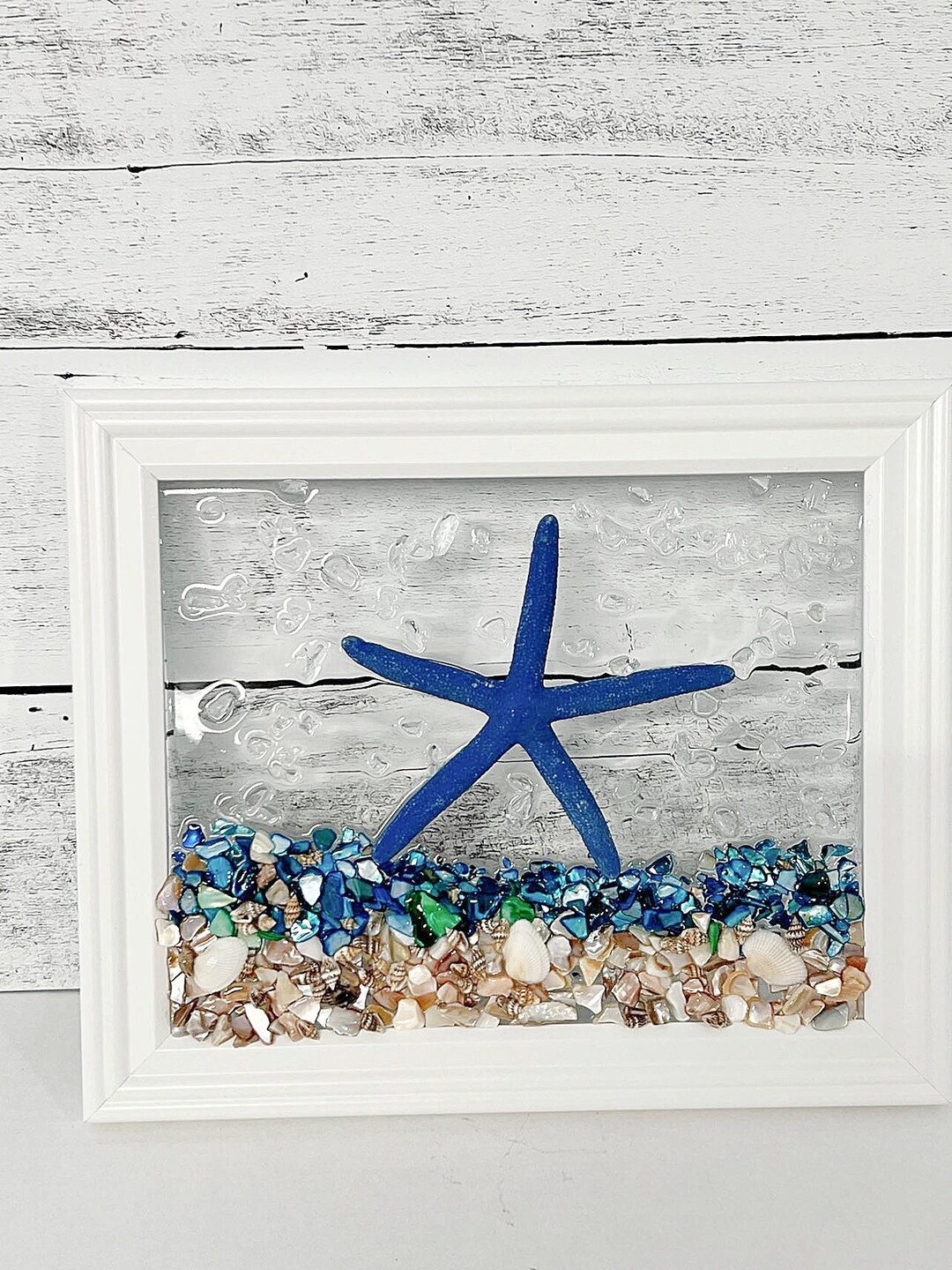 Blue Starfish Wall Art Picture, Beach Home Decor, Coastal Home ...