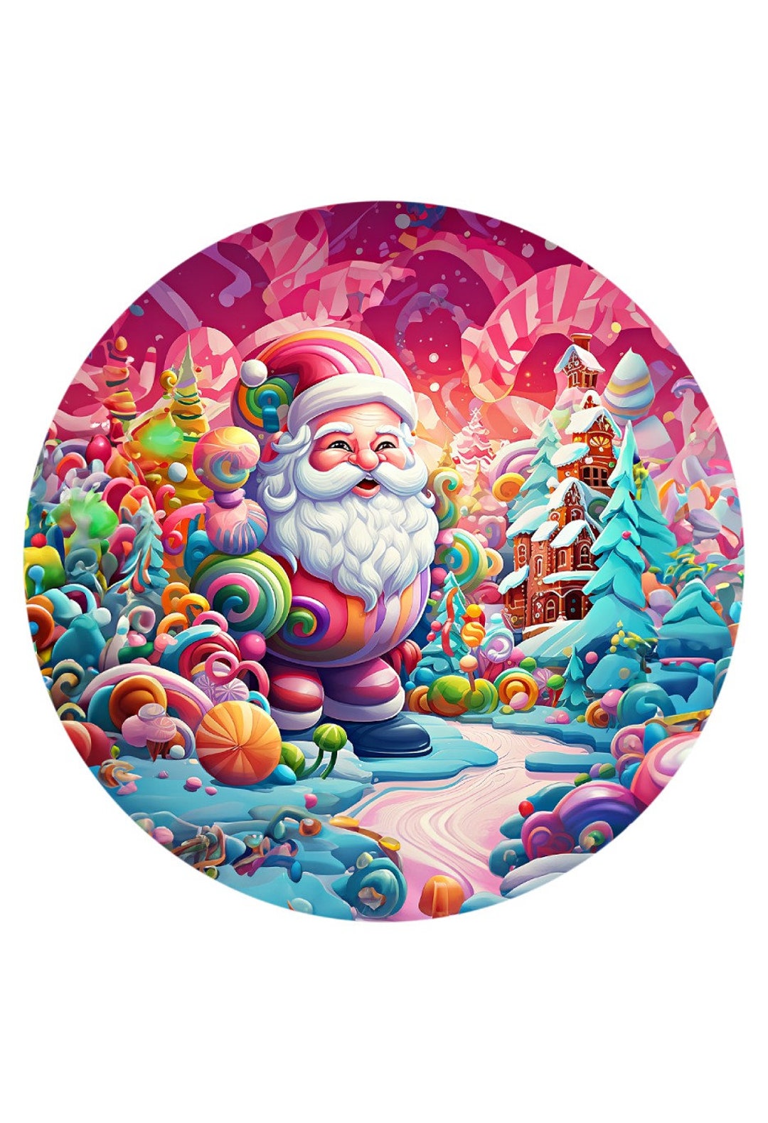Candyland Santa Christmas Sign, Wreath Attachment, Lollipop Winter ...