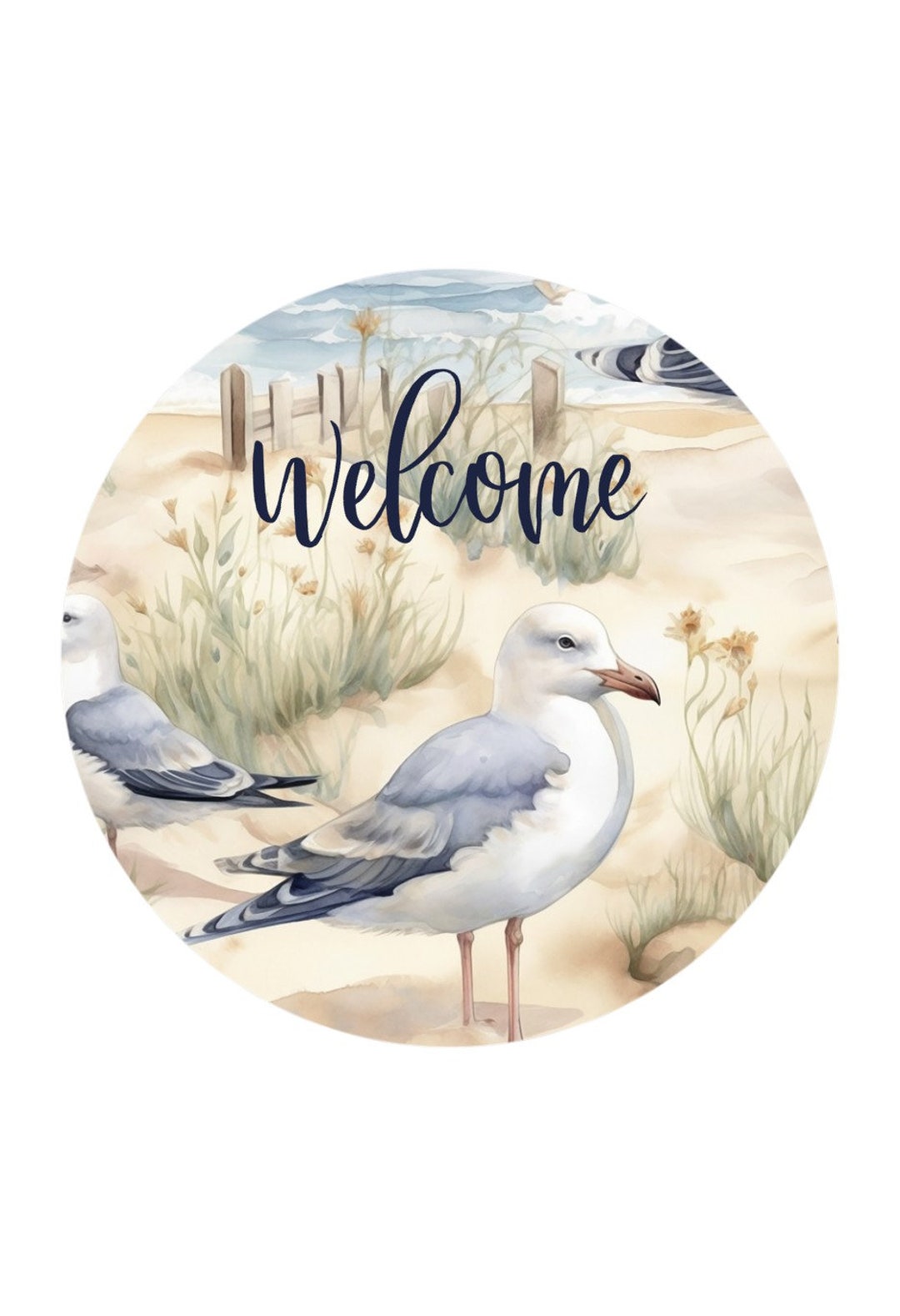 Welcome Seagull Beach Sign, Beach Wreath Attachment, Tropical Floral ...