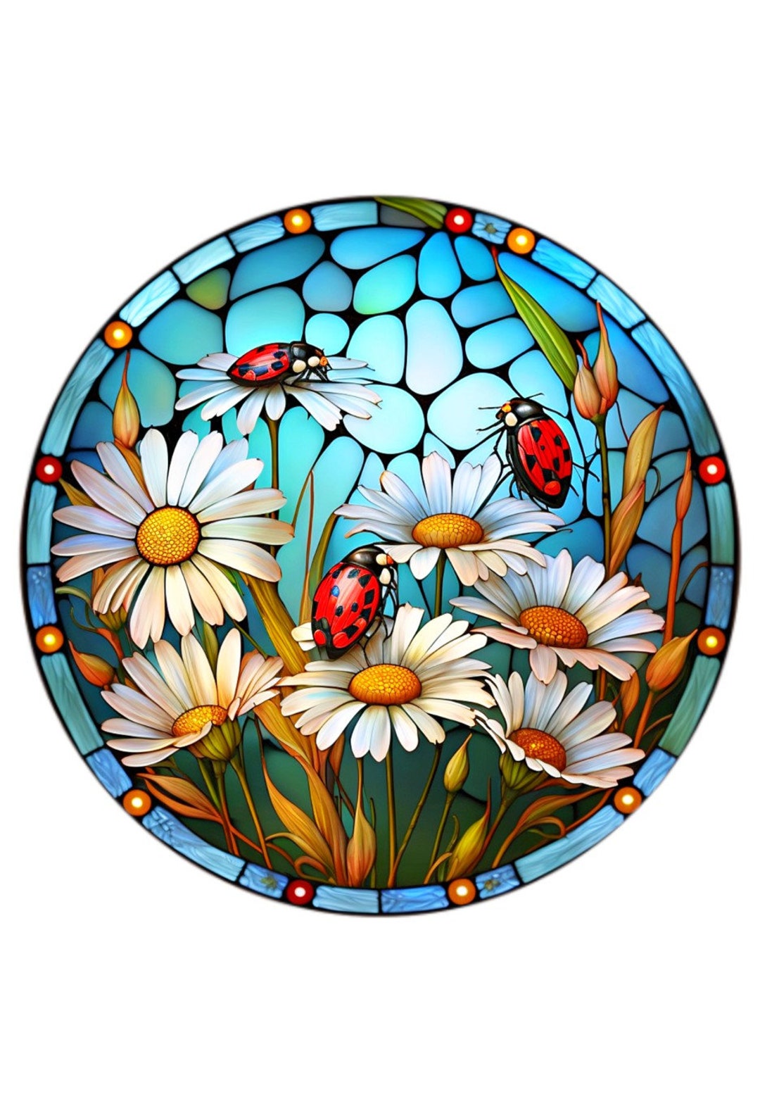 Stained Glass Lady Bug Sign, Lady Bug Wreath Attachment, Summer Sign ...