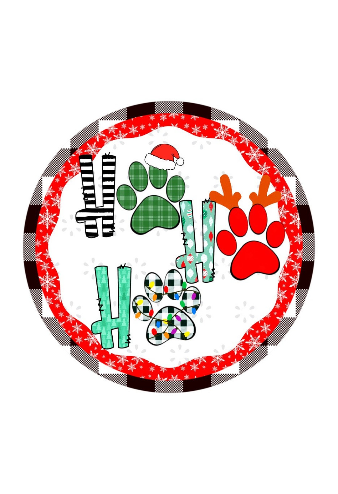 Ho Ho Ho Dog Paw Christmas Sign Wreath Sign Wreath - Etsy