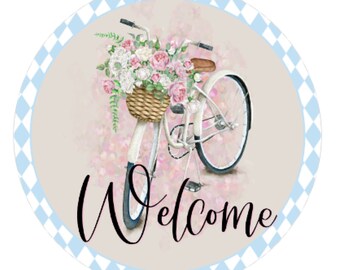 Welcome Bike Sign, Spring Wreath Attachment, Craft Supplies, Summer ...