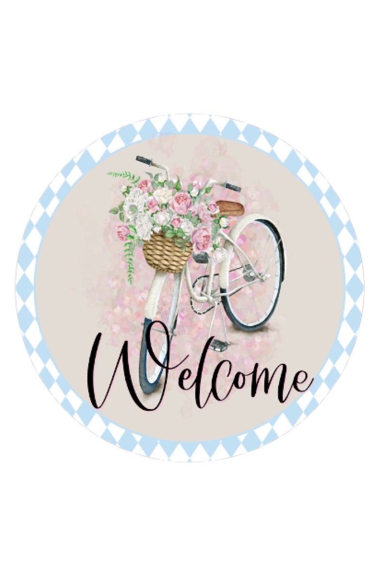 Welcome Bike Sign, Spring Wreath Attachment, Craft Supplies, Summer ...