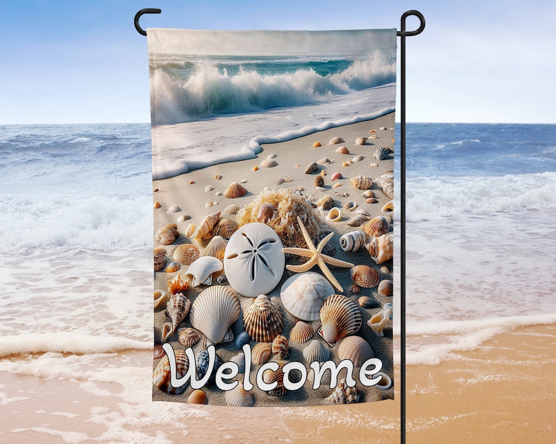 Seashells on the Beach Garden Flag, Yard Decoration, Front Door Home ...