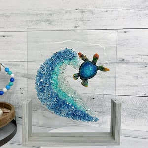 Blue Sea Turtle Tabletop Art, Coastal Home Decoration, Coastal Table ...