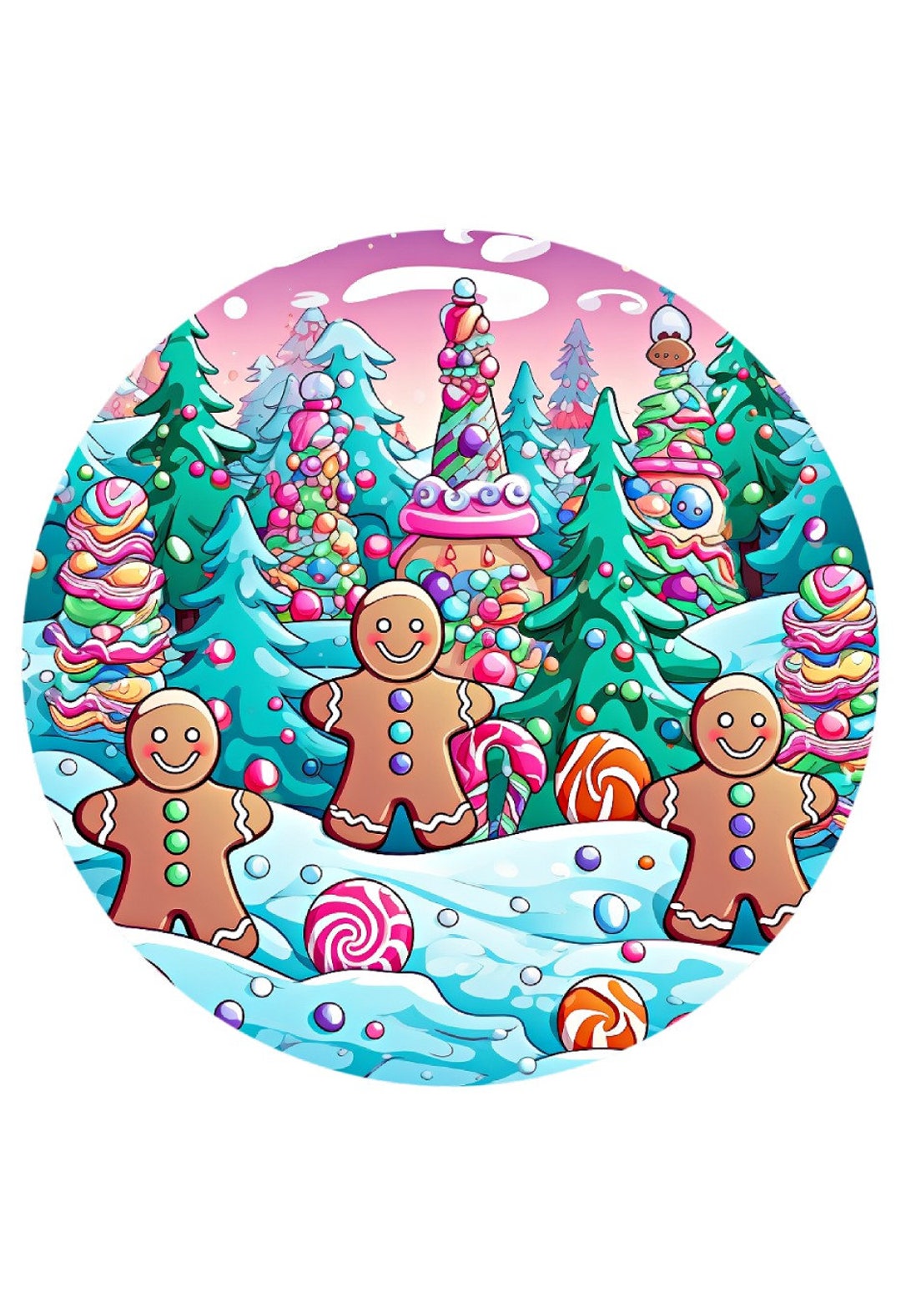 Gingerbread Man Candyland Christmas Sign, Wreath Attachment, Lollipop ...